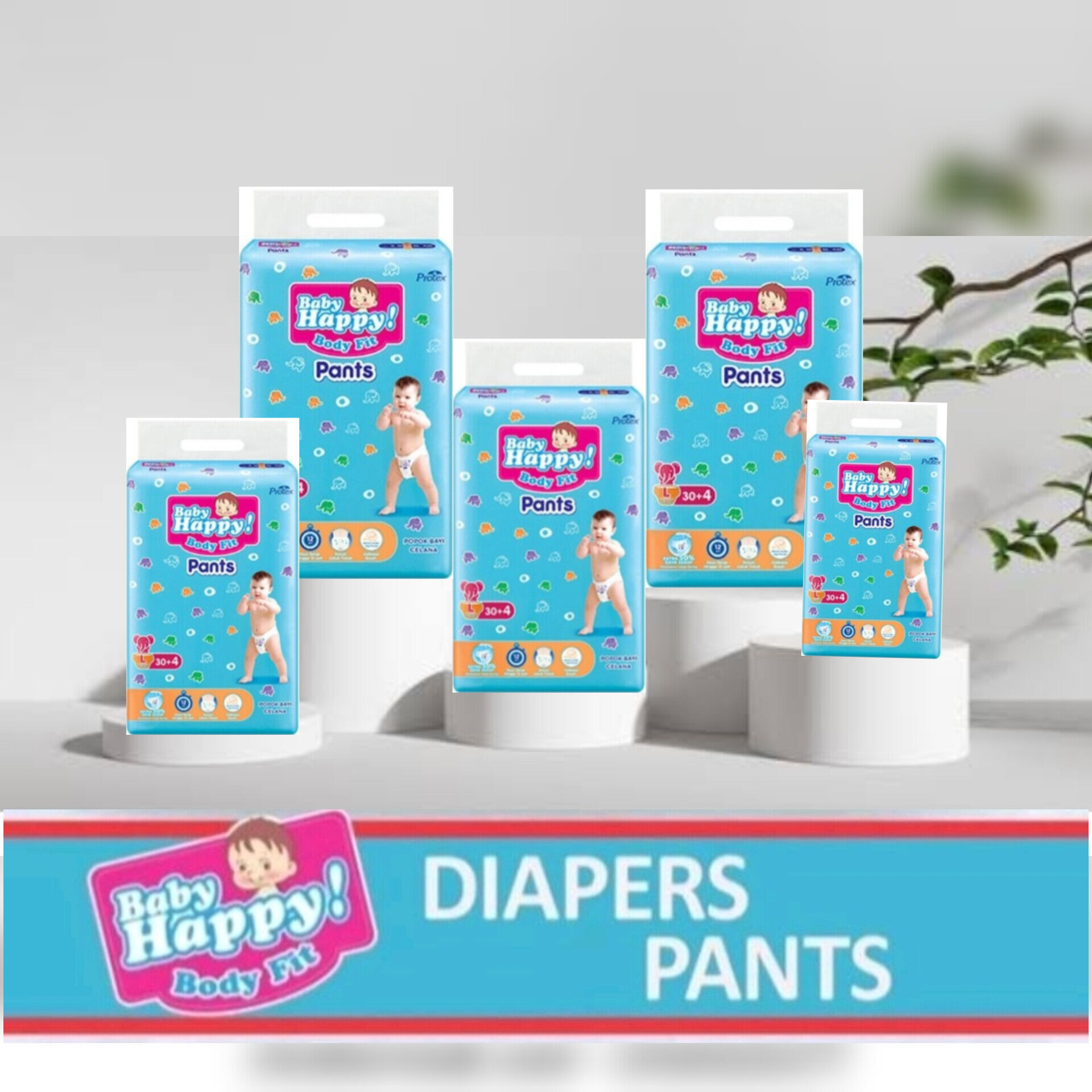 BABY HAPPY PANTS UKURAN STANDAR / S38+2 / M 34/ L 30 / XL 26 / XXL 24 ...