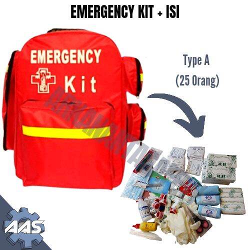 Tas P3K Emergency Kit Merah + Isi Type A - Tas Emergency Kit Dengan Isi ...