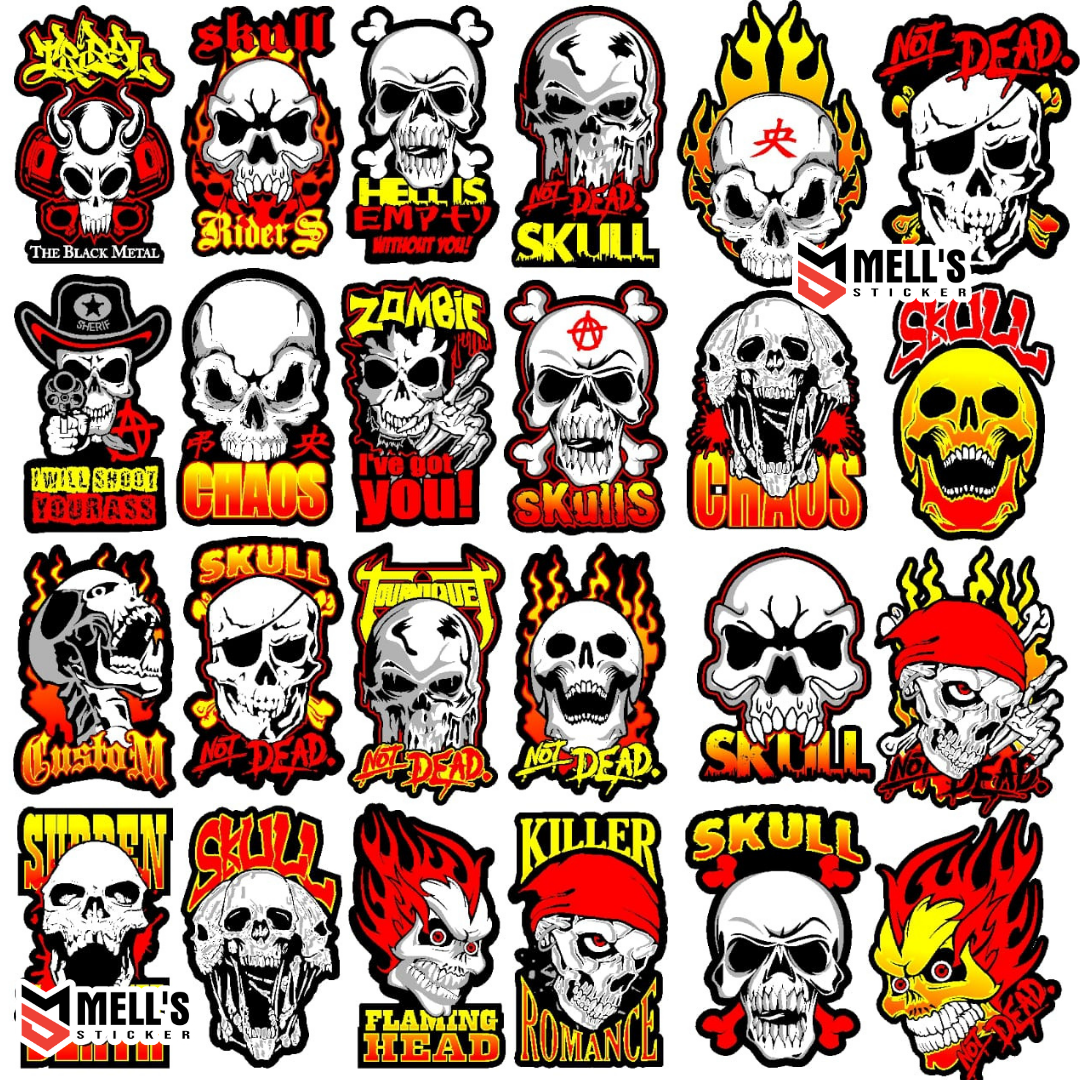stiker motor tengkorak skul 100 lembar sticker motor mobil graftac ...