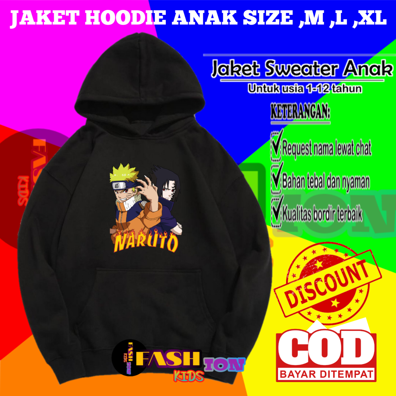 jaket Hoodie anak anime Naruto terbaru / flece katun tebal -FASHION ...