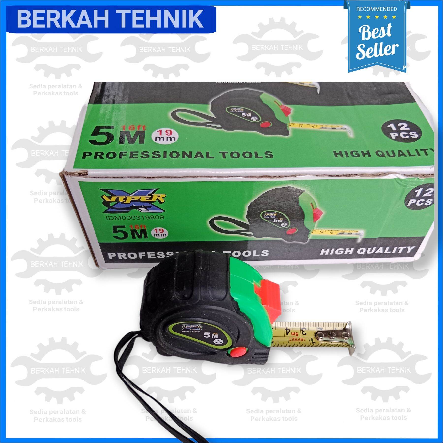 meteran 3m 5m 7,5m tukang bangunan / meteran karet berkualitas merk ...