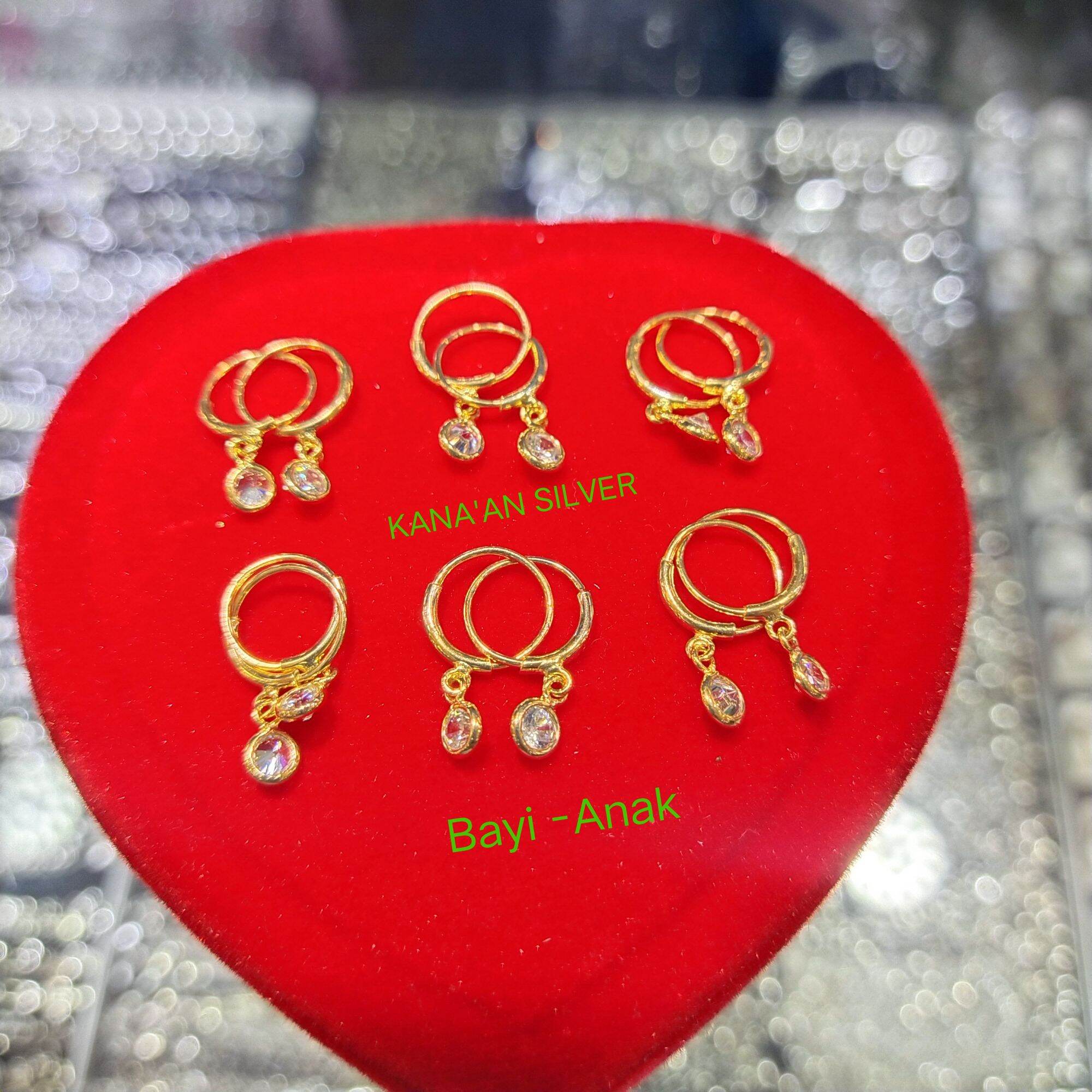 Anting Bayi & Anak perak 925 rose gold model ring gantung mata diamond ...
