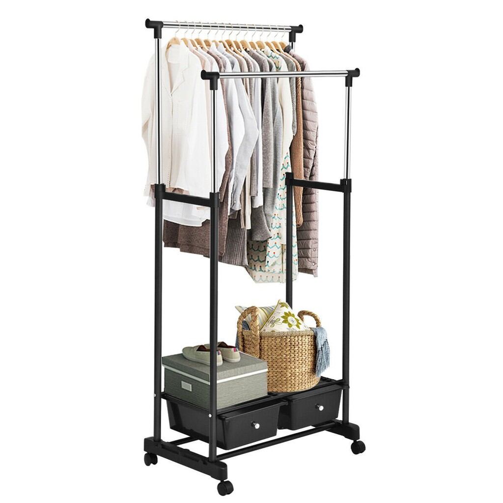 Doble Rod Rack Dan Single Rod Rack Rak Gantung Baju Serbaguna Gantungan ...