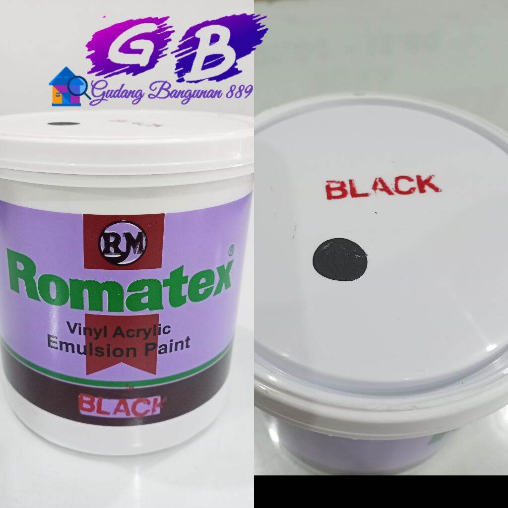 CAT TEMBOK ROMATEX BLACK 1KG/CAT ACRYLIC HITAM | Lazada Indonesia
