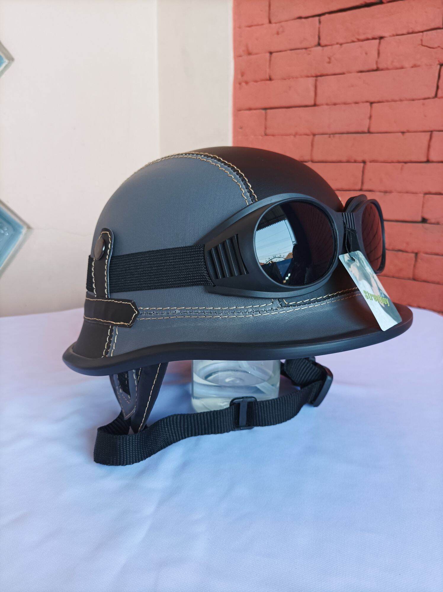 HELM RETRO NAZI DENGAN KACAMATA HITAM KOMBINASI ABU-ABU | Lazada Indonesia