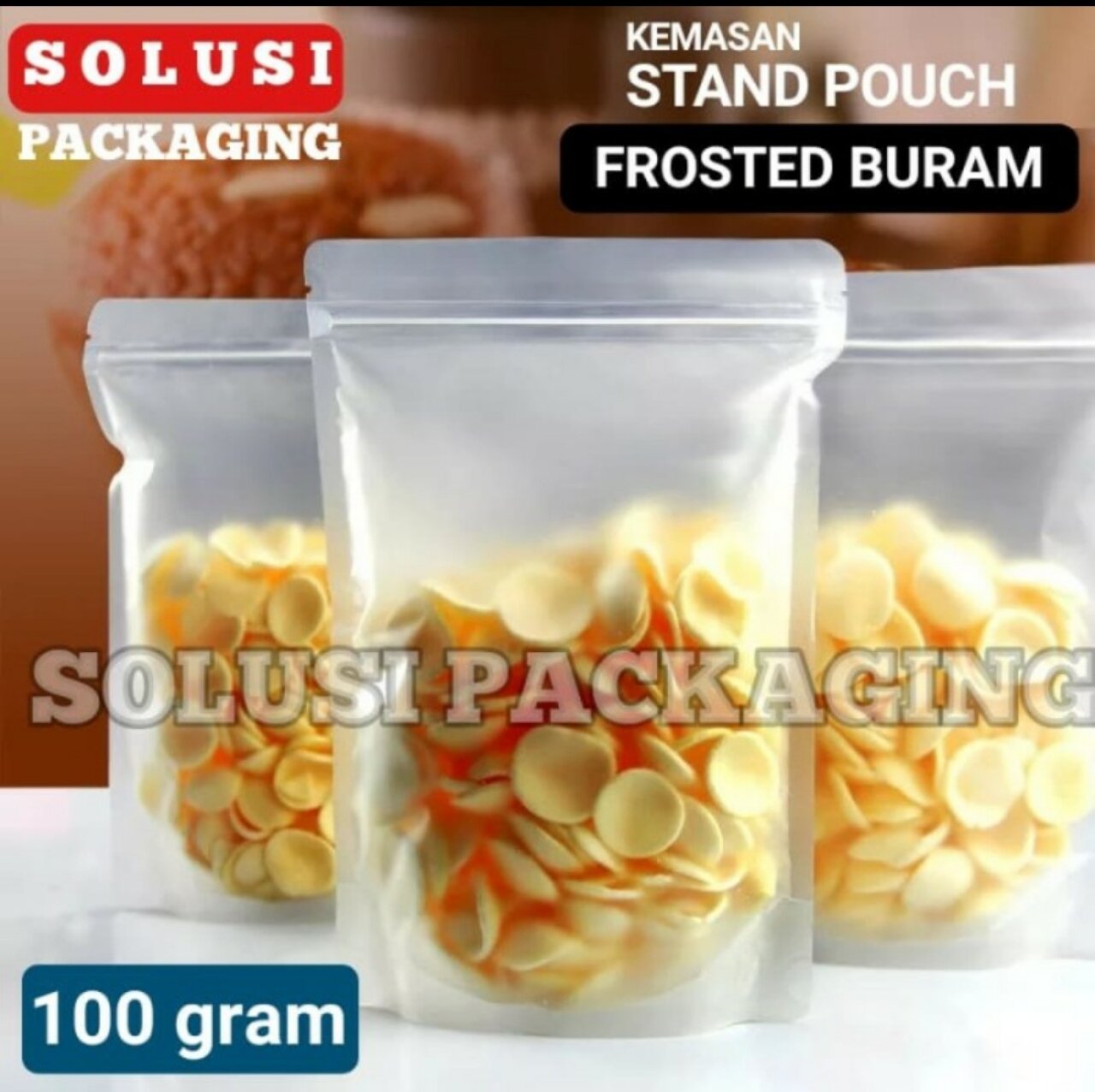 ISI 100 PCS STANDING POUCH 100 GR BURAM KEMASAN KOPI SNACK PLASTIK KLIP ...
