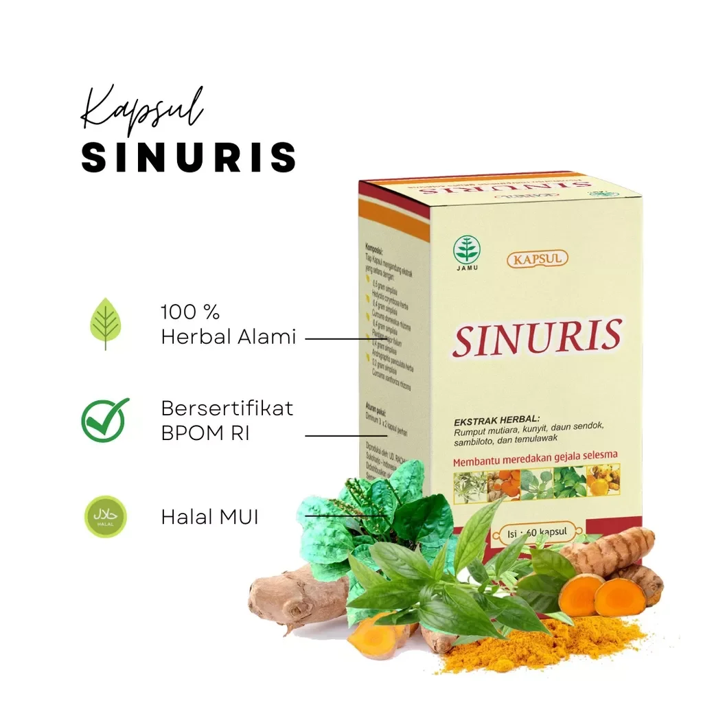 obat herbal sinusitis sinus hidung mampet kapsul sinuris isi 60 kapsul ...