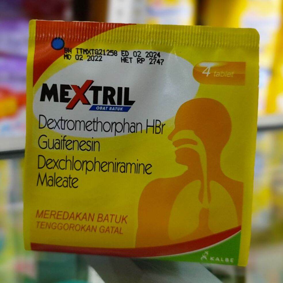 MEXTRIL 1 STRIP 4 TABLET / OBAT BATUK TABLET MEXTRIL MEREDAKAN BATUK ...