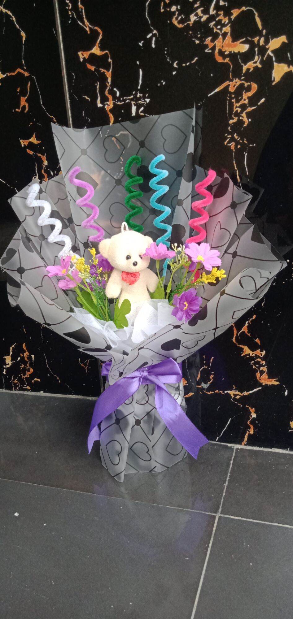 buket bulu-bulu, buket spiral, buket boneka mini, buket kelulusan ...