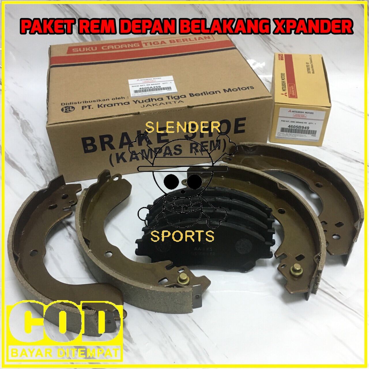 PAKET BRAKE PAD DAN BRAKE SHOE XPANDER - KAMPAS REM DEPAN XPANDER ...