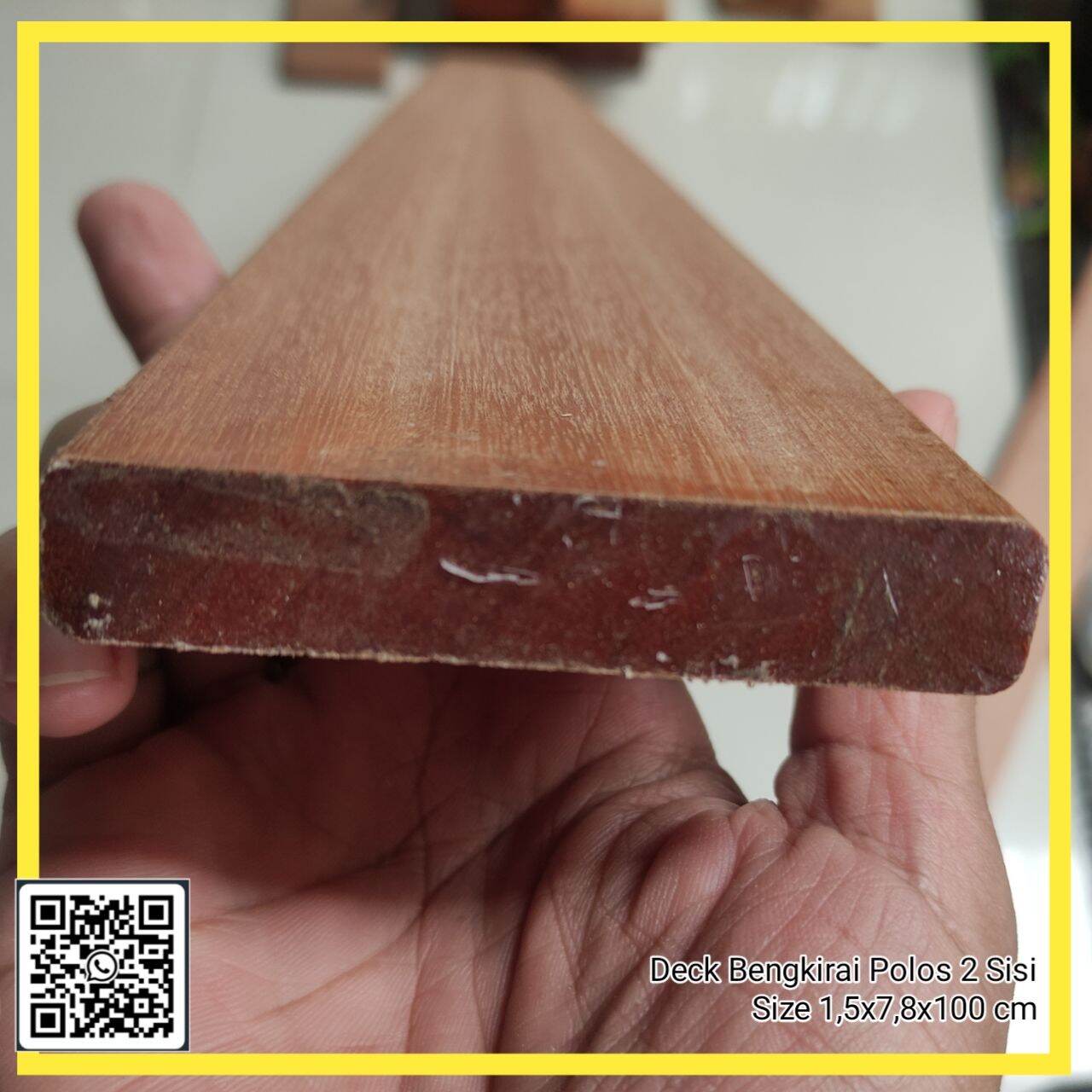 Papan Lantai Kayu Pagar Taman Decking Bengkirai Polos Ukuran Panjang 1 ...