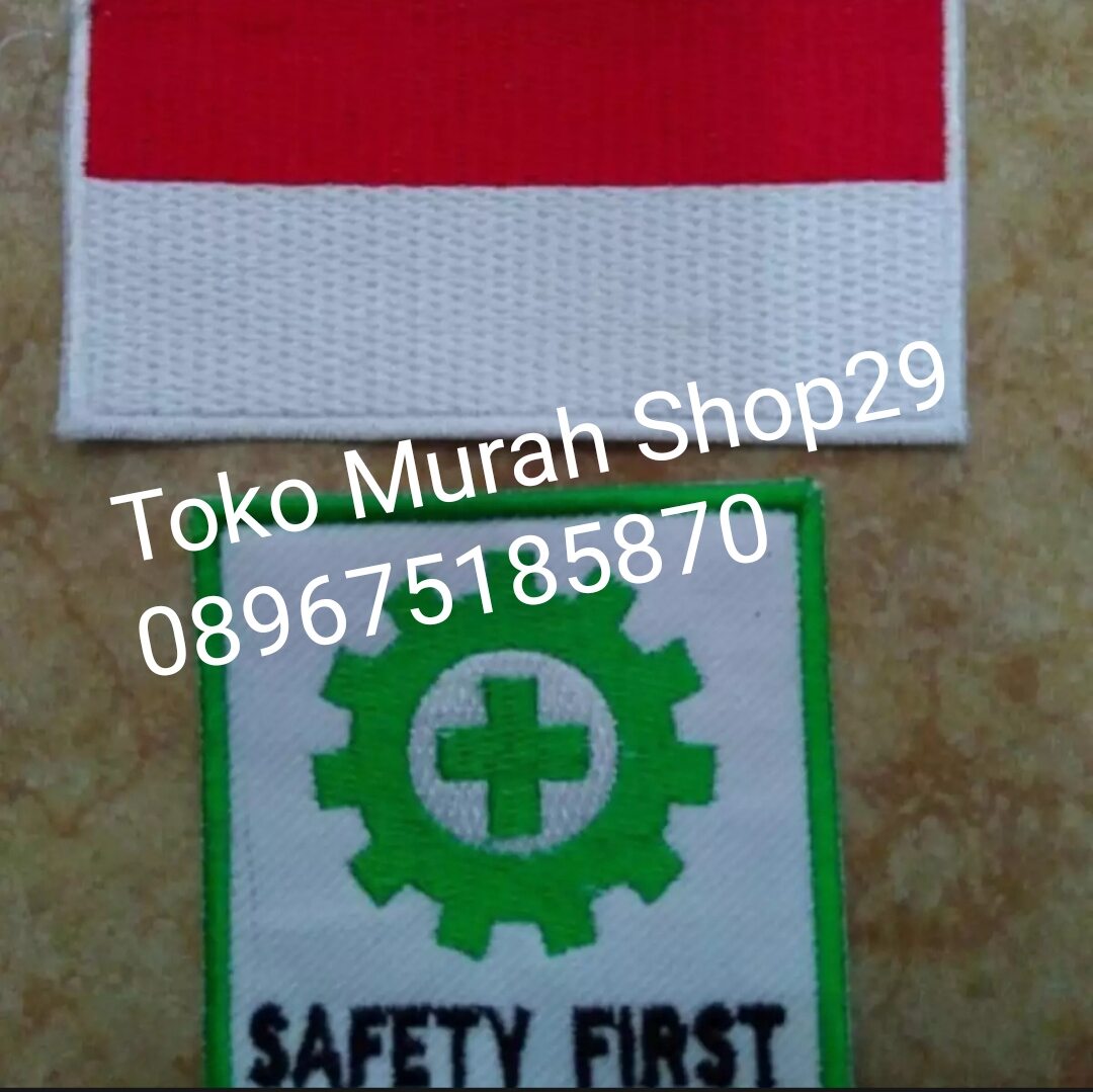 Logo Bordiran | Bordir | K3 Safety | Merah Putih | 12pcs | Lazada Indonesia