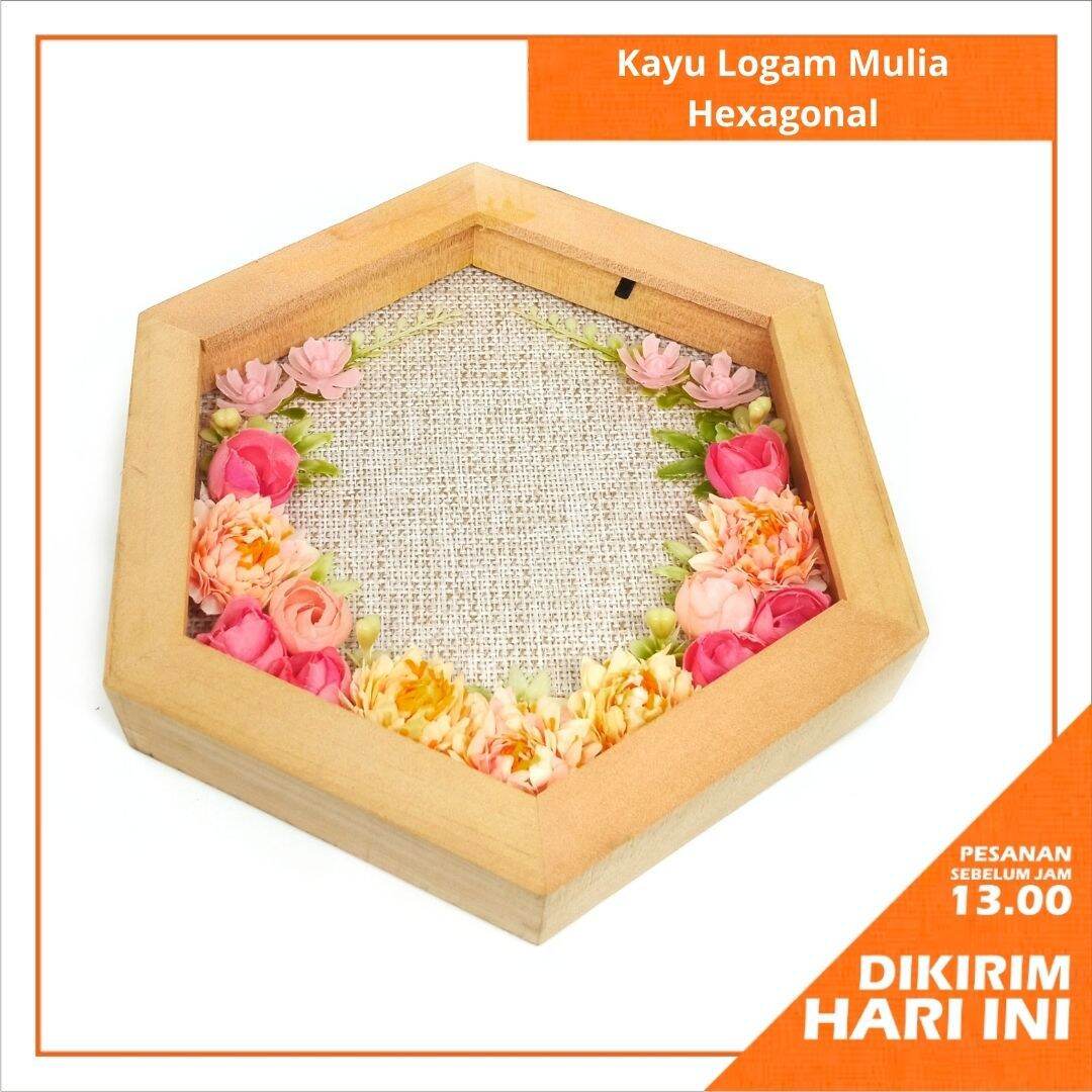 Frame Kayu hexagonal segi enam Tempat Mahar Uang dan Logam Mulia untuk ...