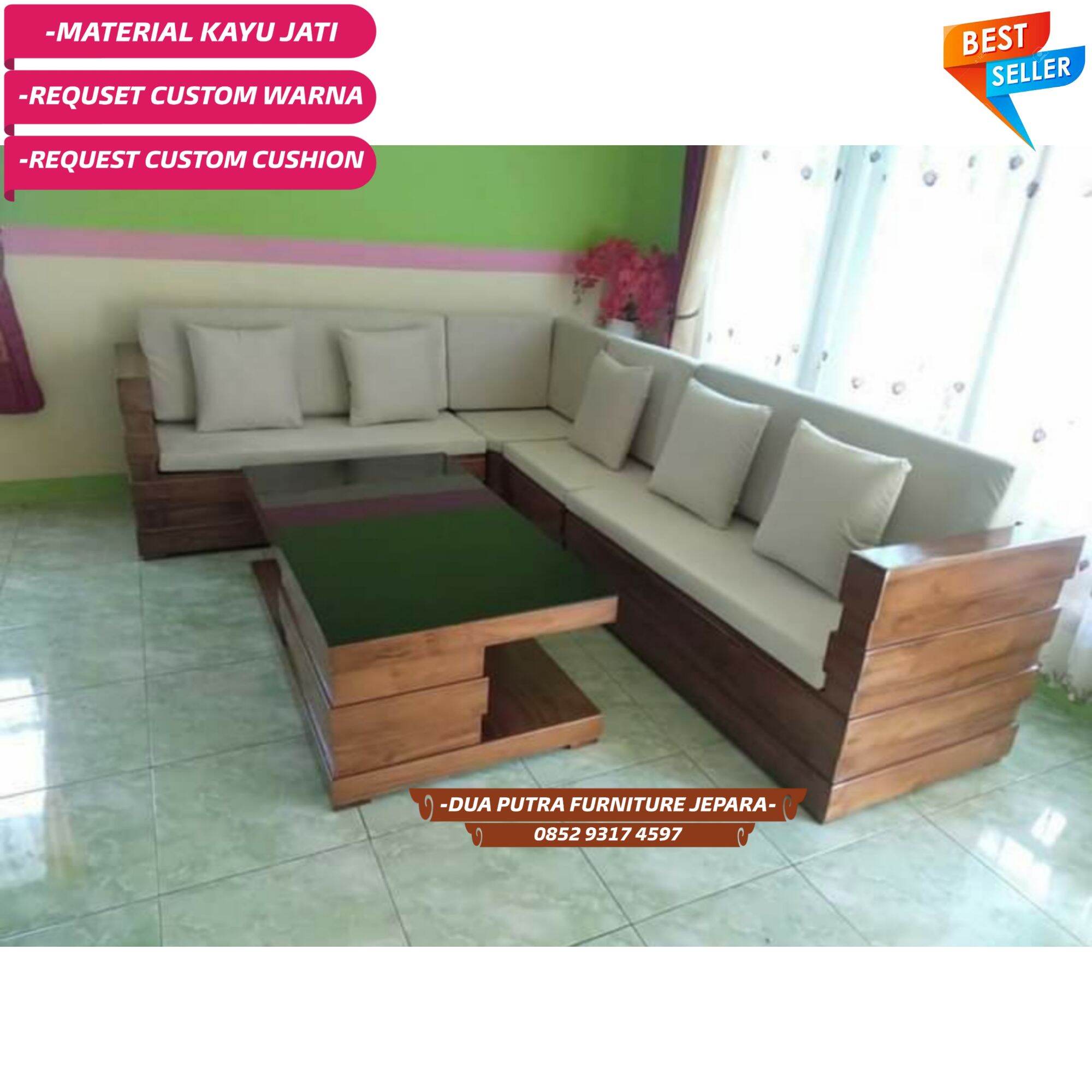 kursi sofa tamu sudut box jati minimalis jepara | Lazada Indonesia
