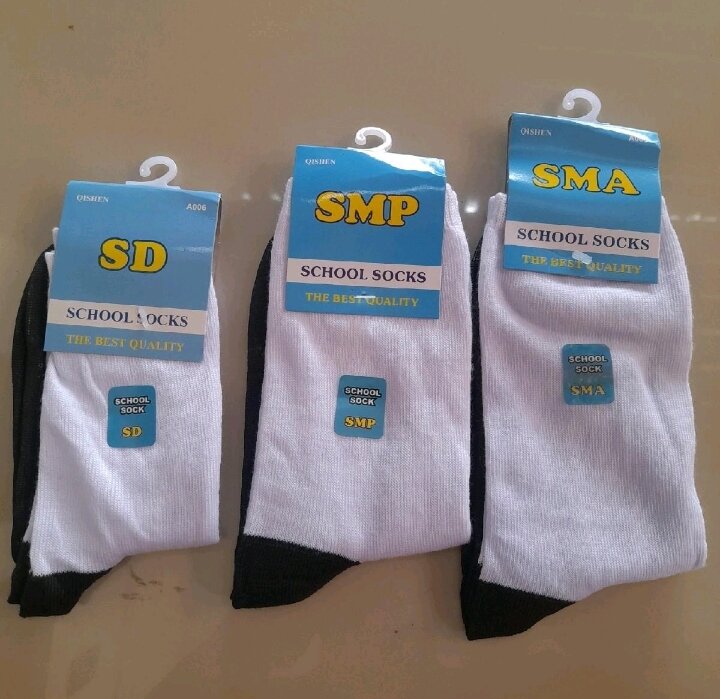 (PE)12 pasang kaos kaki Anak Sekolah SD/SMP/SMA Hitam-putih Tebal ...