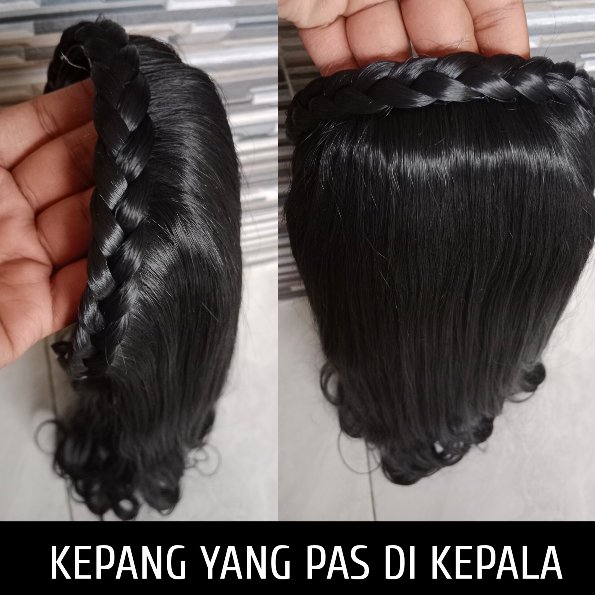 Wig Bando Kepang Rambut Panjang Curly Warna Hitam Natural Panjang 60 Cm ...