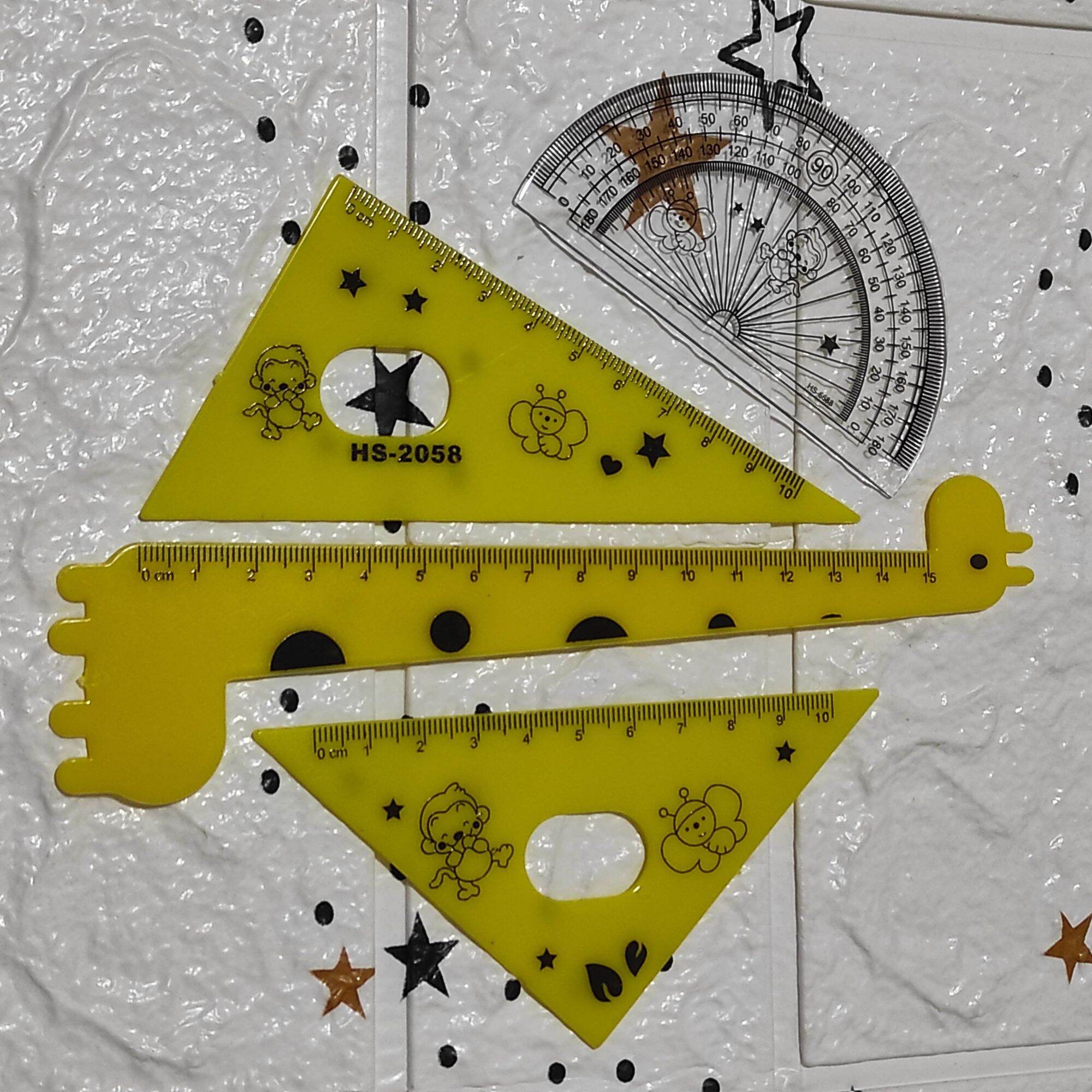 Penggaris Set isi 4 buah Motif Jerapah ( 1 Busur - 1 penggaris lurus ...