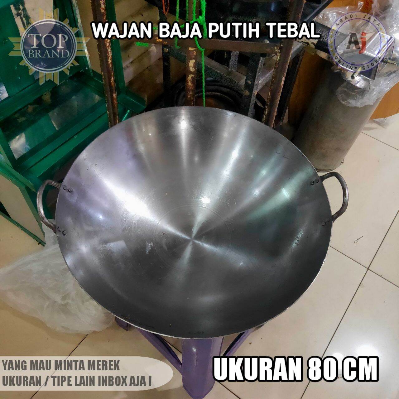 wajan kuali baja putih ukuran 80cm super tebal anti lengket | Lazada ...