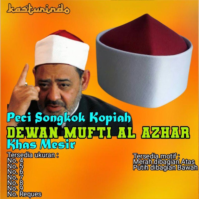 Peci Al Azhar Azar Mesir Kairo Mufti Fes Tarbus Songkok Kopiah Merah ...