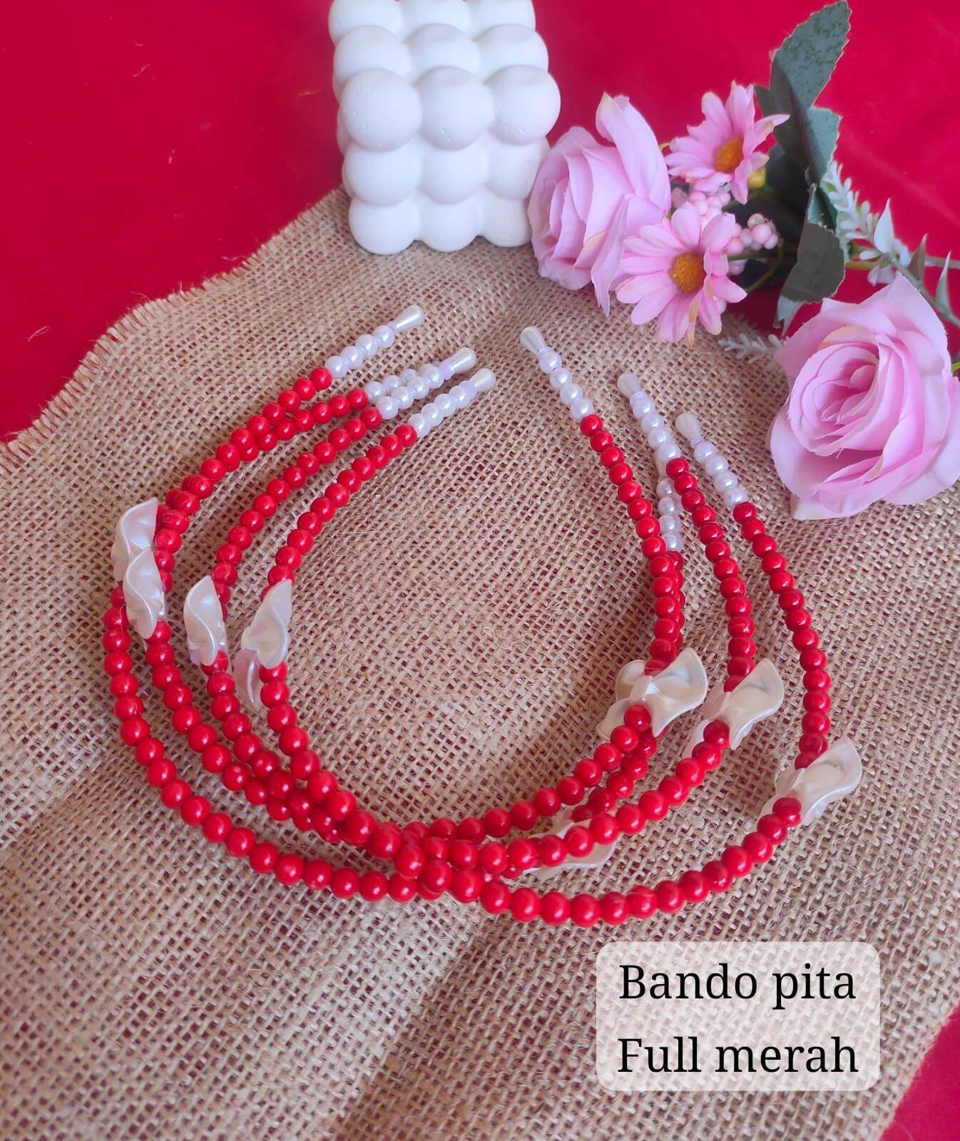 Bando pita merah putih/ bando hijab/ bando kepala edisi kemerdekaan ...