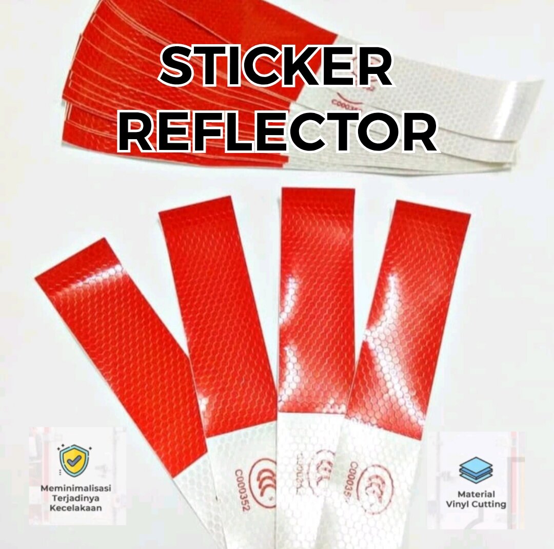 STICKER REFLECTOR MERAH PUTIH STIKER PEMANTUL CAHAYA STICKER REFLECTIVE ...
