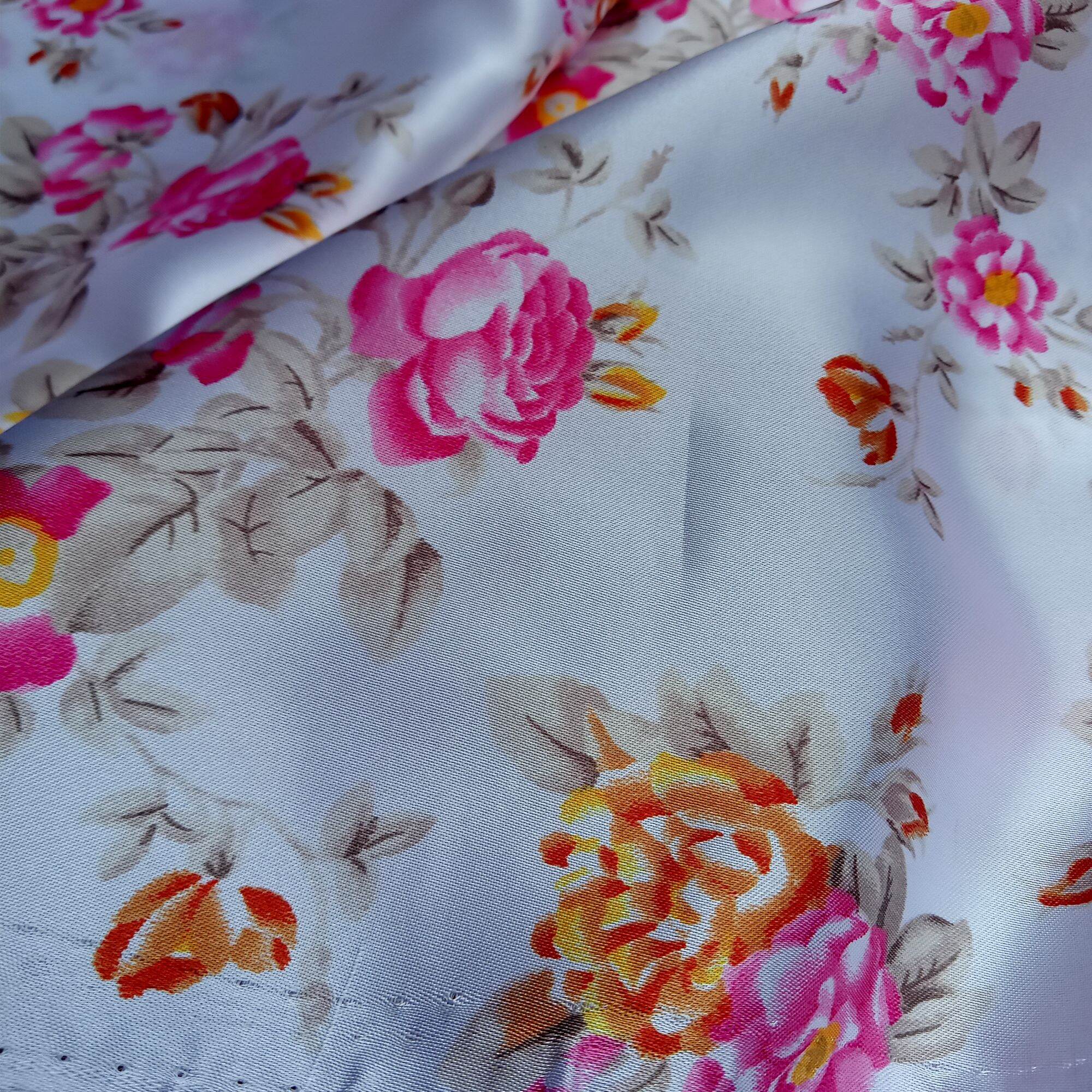 Kain Satin Silk Motif Bunga Import - Kain Satin Silk Motif - Kain ...