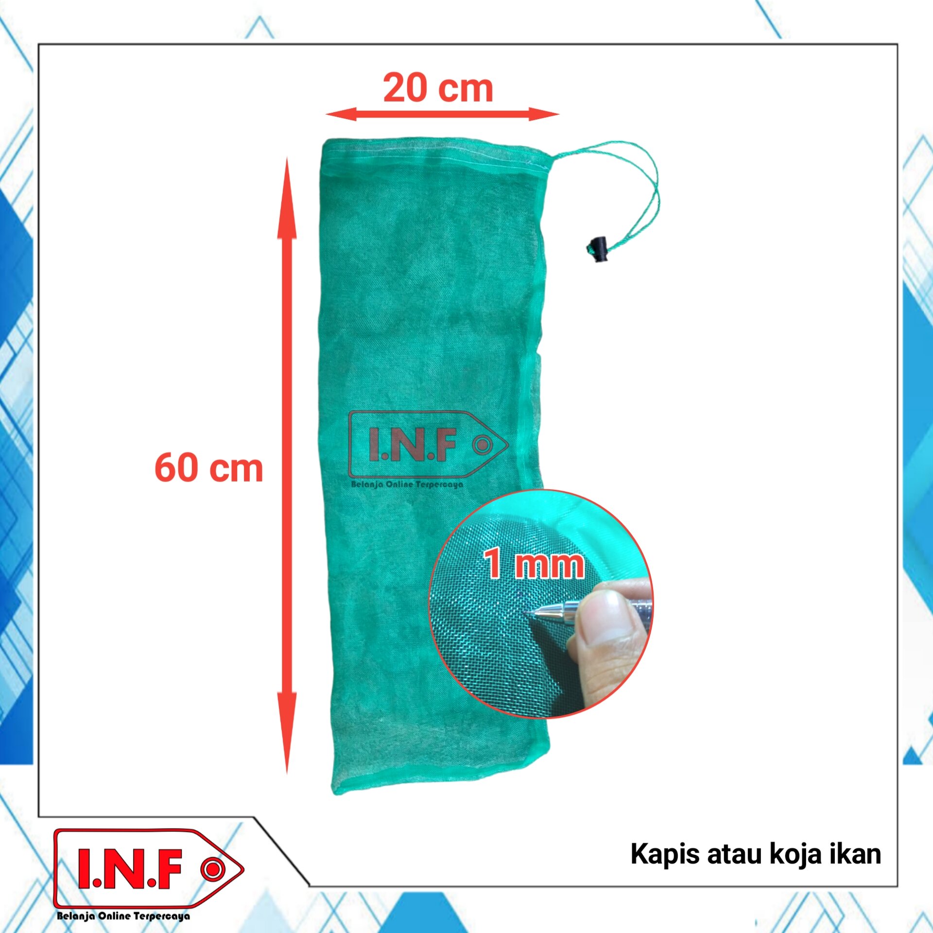 kepis ikan / koja ikan / panjang 60 cm / bahan waring kasa / kepis koja ...
