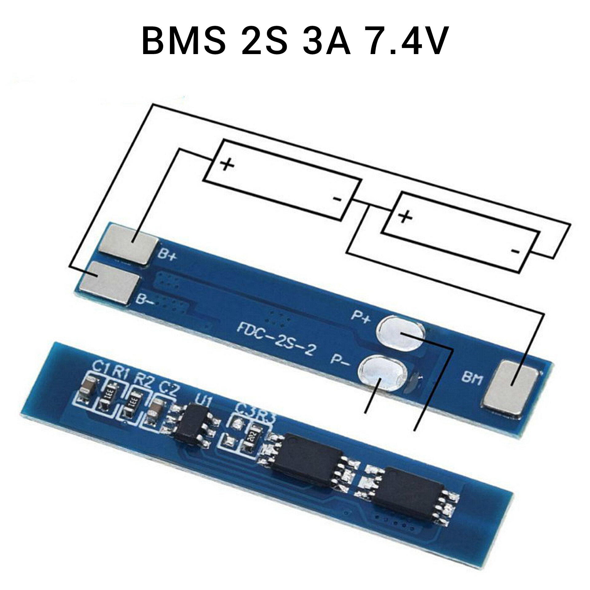 BMS 2S 7.4V 8.4V 3A Battery Protection Charger Baterai Lithium 4.2V 2 ...