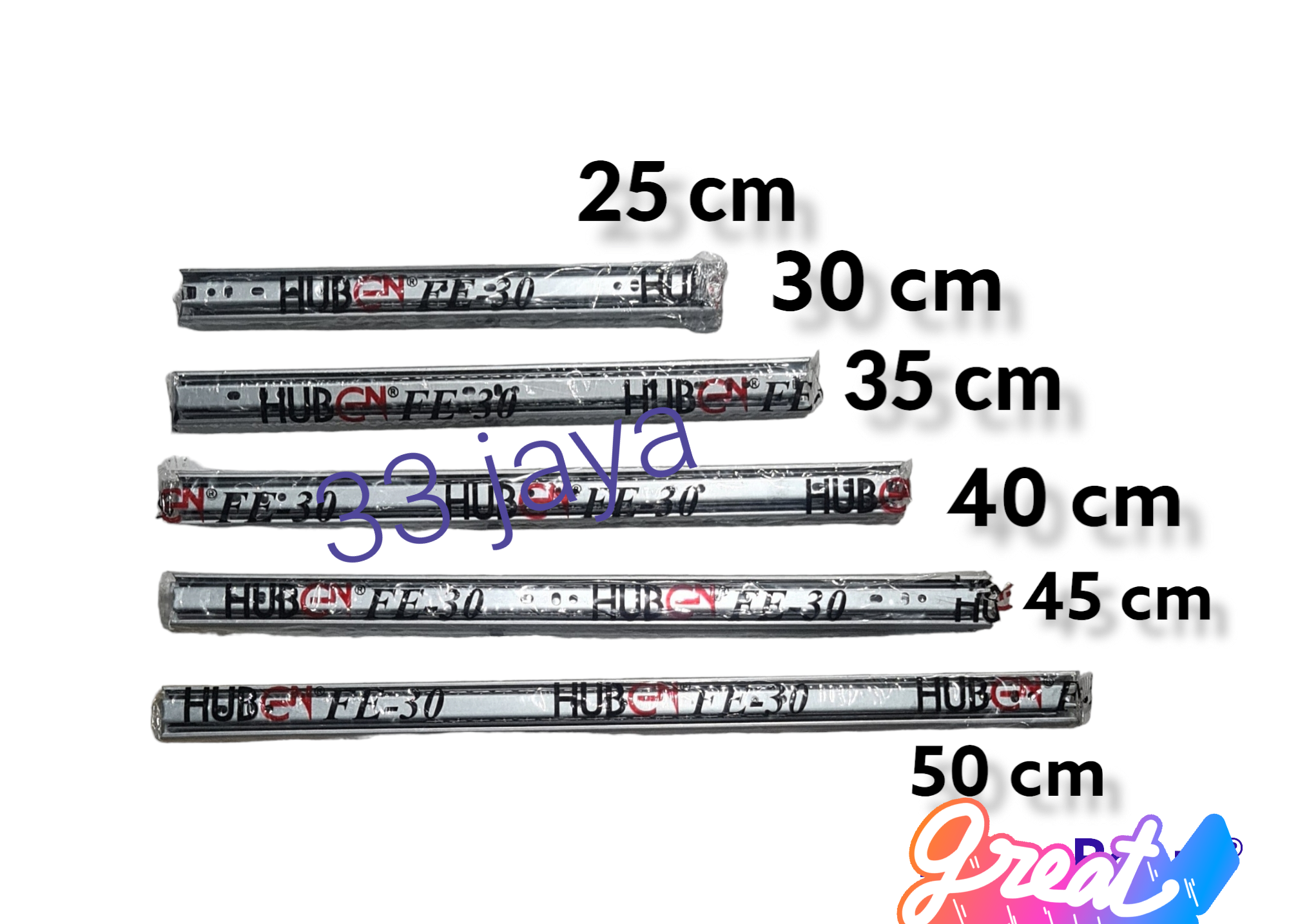 Rel Full Extention merk Huben FE 30x25 cm LEBAR 30 mm | Lazada Indonesia