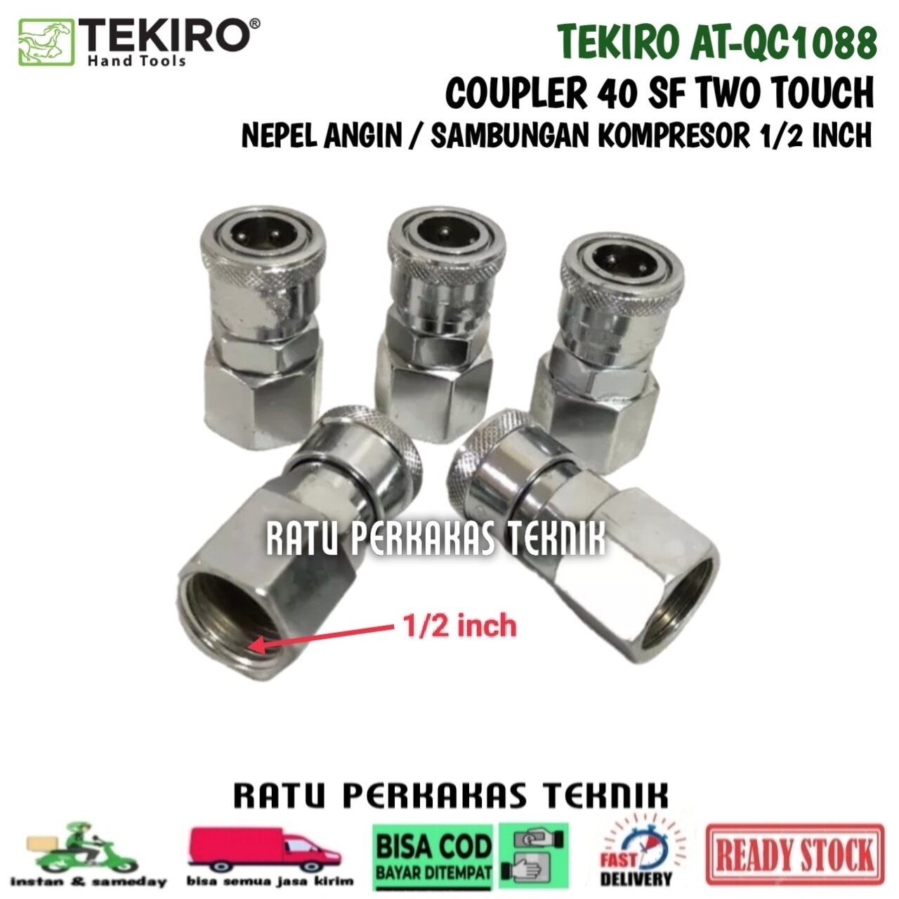 NEPEL ANGIN TEKIRO 40 SF DRAT DALAM 1/2 INCH SAMBUNGAN KOMPRESOR KOPLER ...
