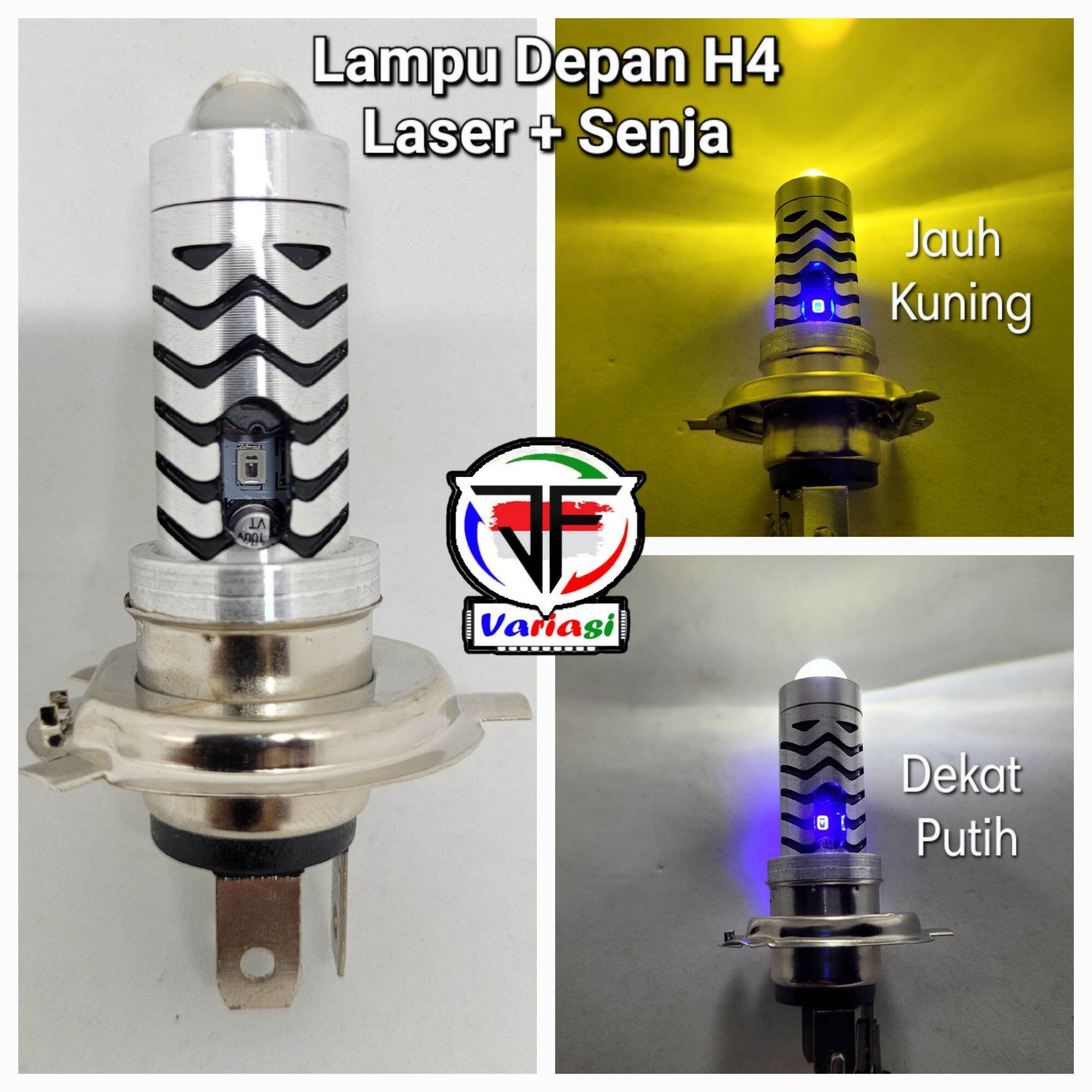 Lampu LED H4 Laser High Low Beam 2 Warna + Senja Biru Motor Bebek Matic ...