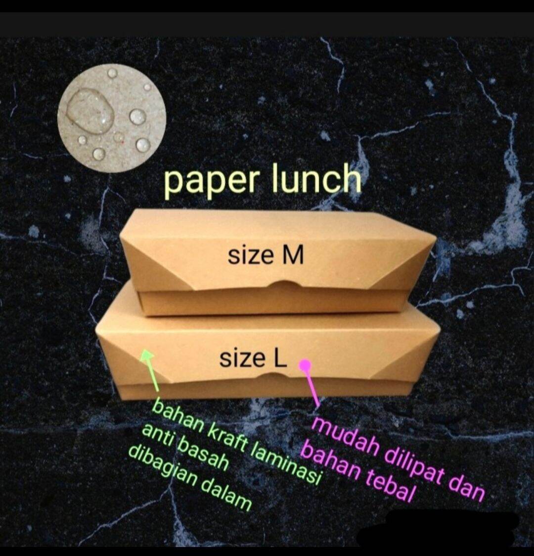 paper lunch box isi 10PCS kotak kertas kraft box mie ayam nasi ayam dus ...