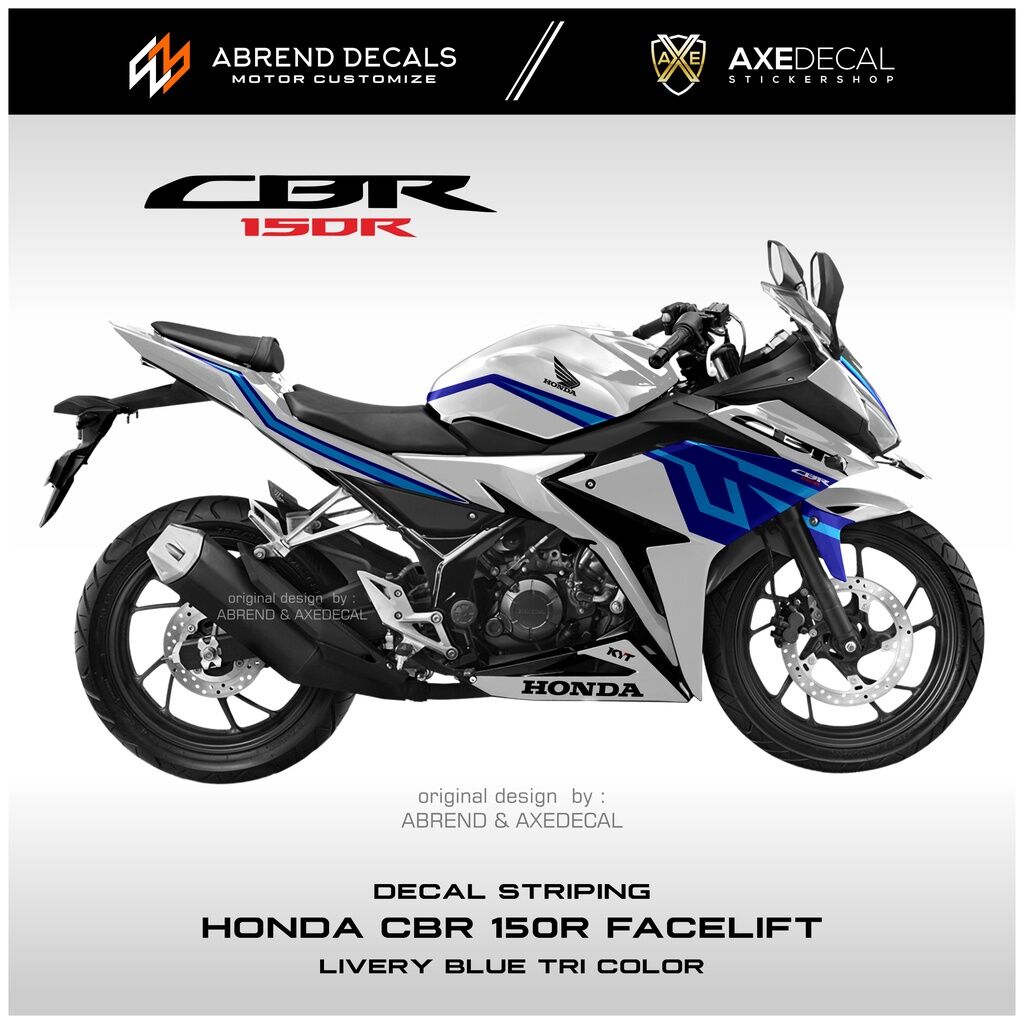 Decal Fullbody Cbr 150 Facelift Livery Blue Tri Color Racing / Stiker ...