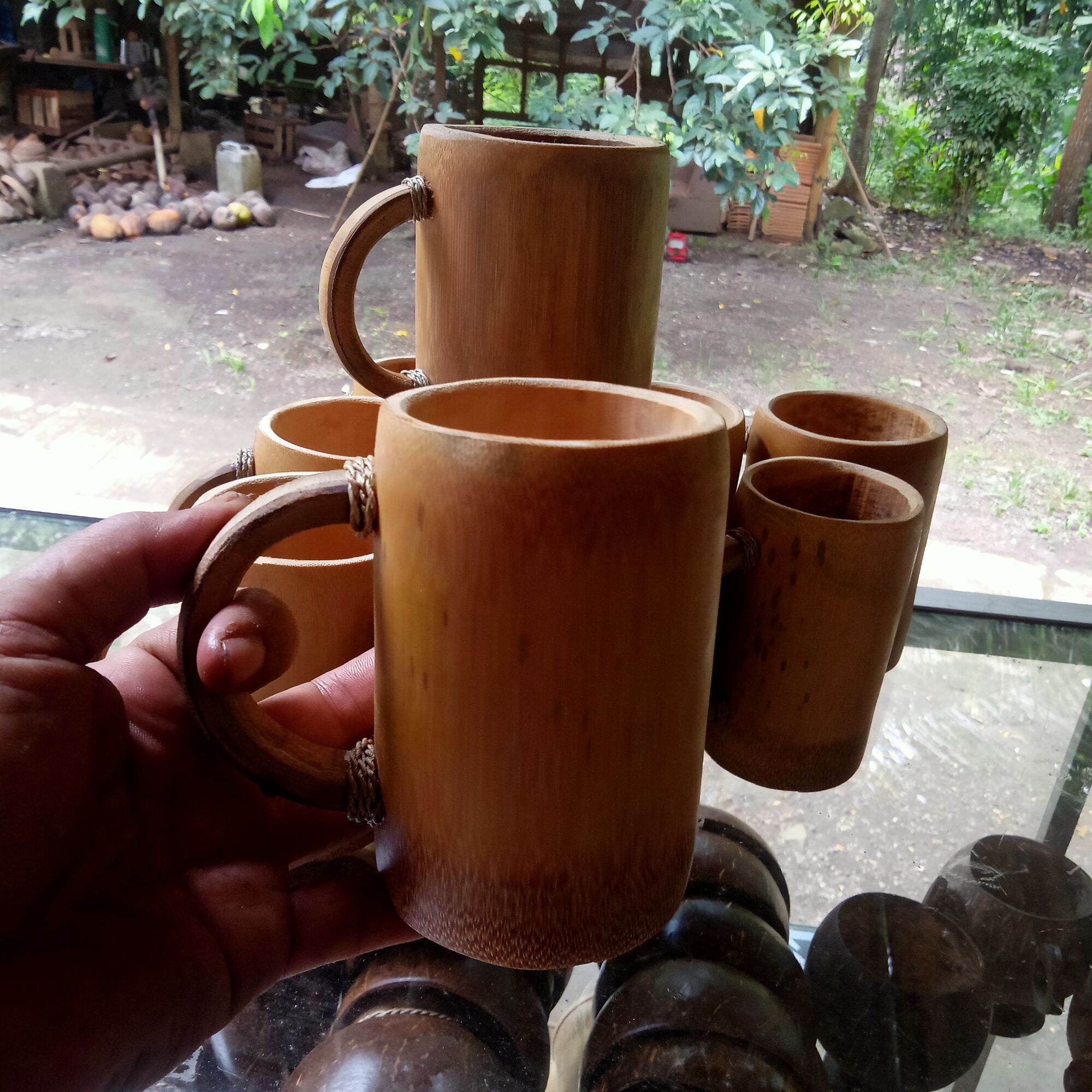 cangkir/gelas bambu kopi/teh jadul etnik natural alami membuat aroma ...