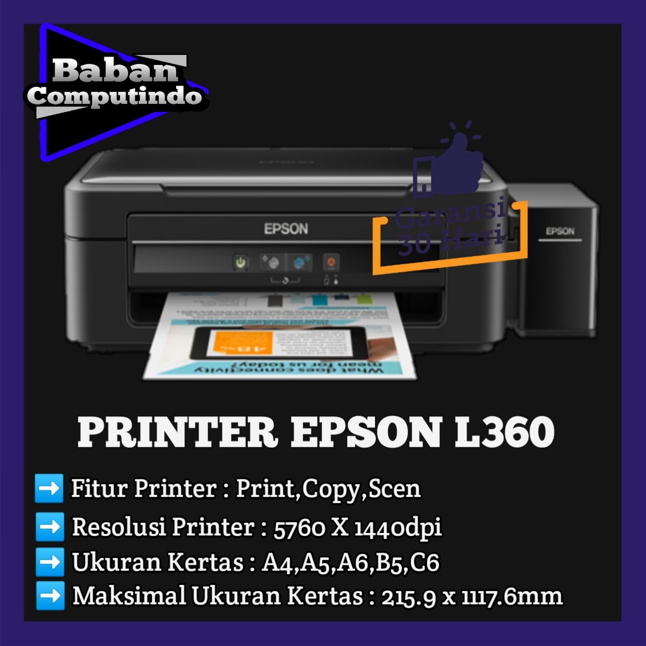 epson l360 seken nozel full , siap pakai cocok buat cetak foto ,scan,copy | Lazada Indonesia