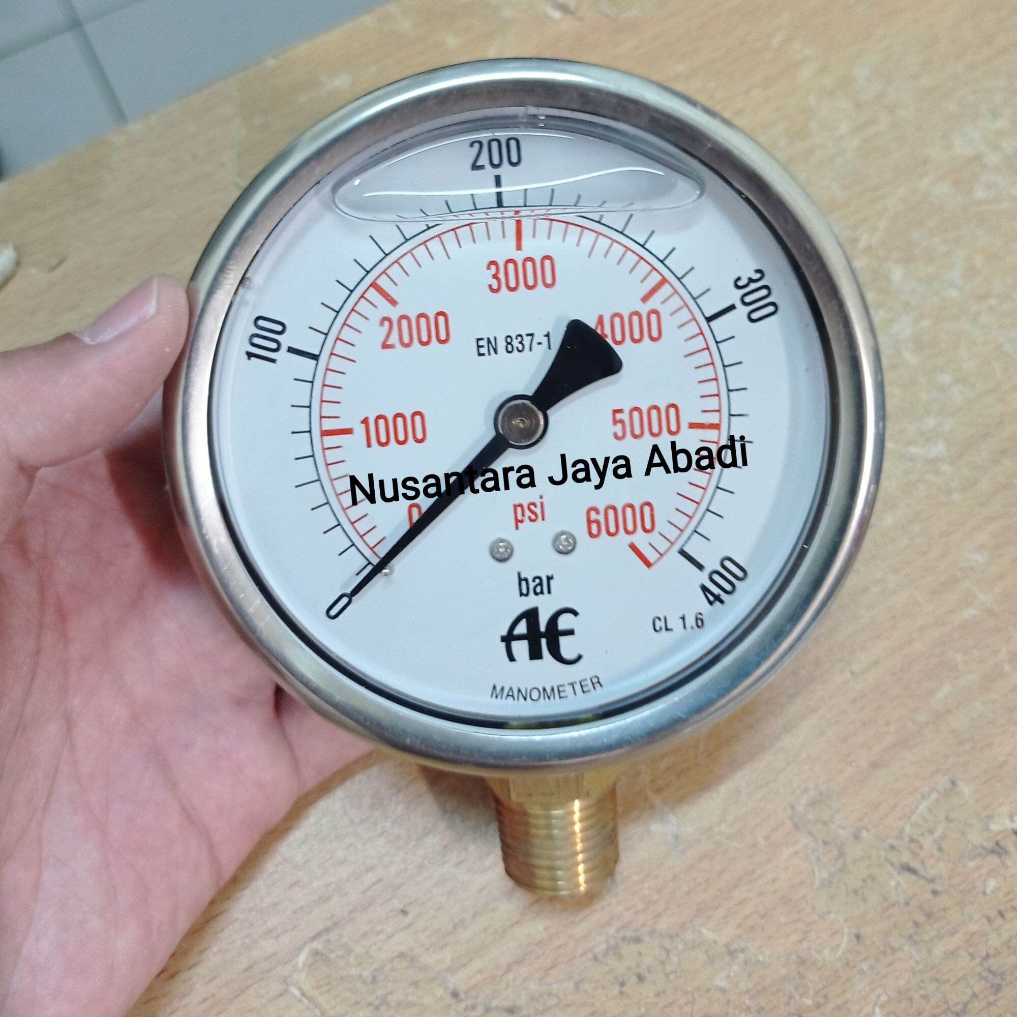 Pressure Gauge Raket Manometer Stainless 4 " inchi 400 Bar 6000 Psi AE ...