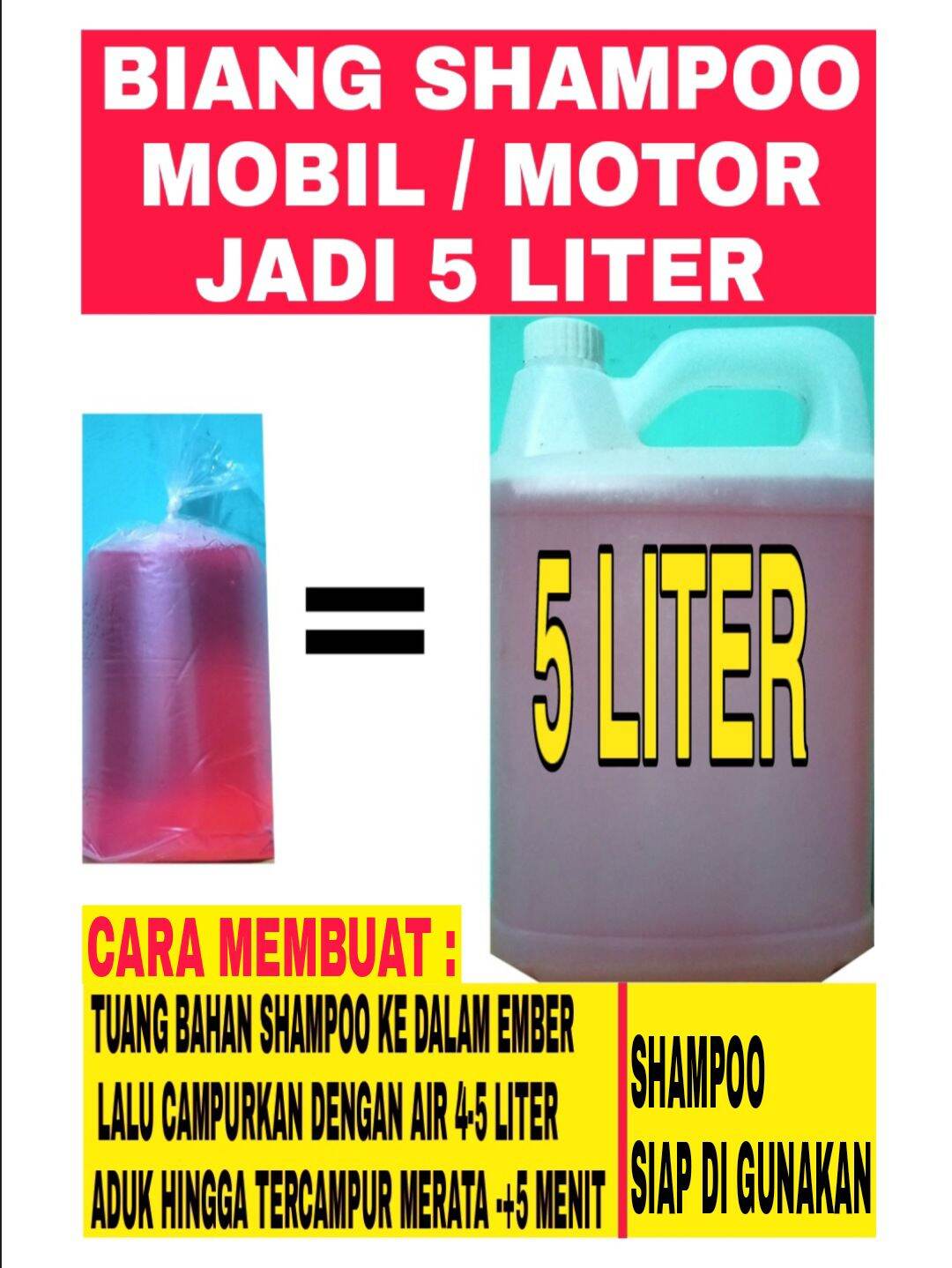 SAMPO MOBIL 5 LITER / sampo 5 LITER / biang sampo mobil / biang sampo ...