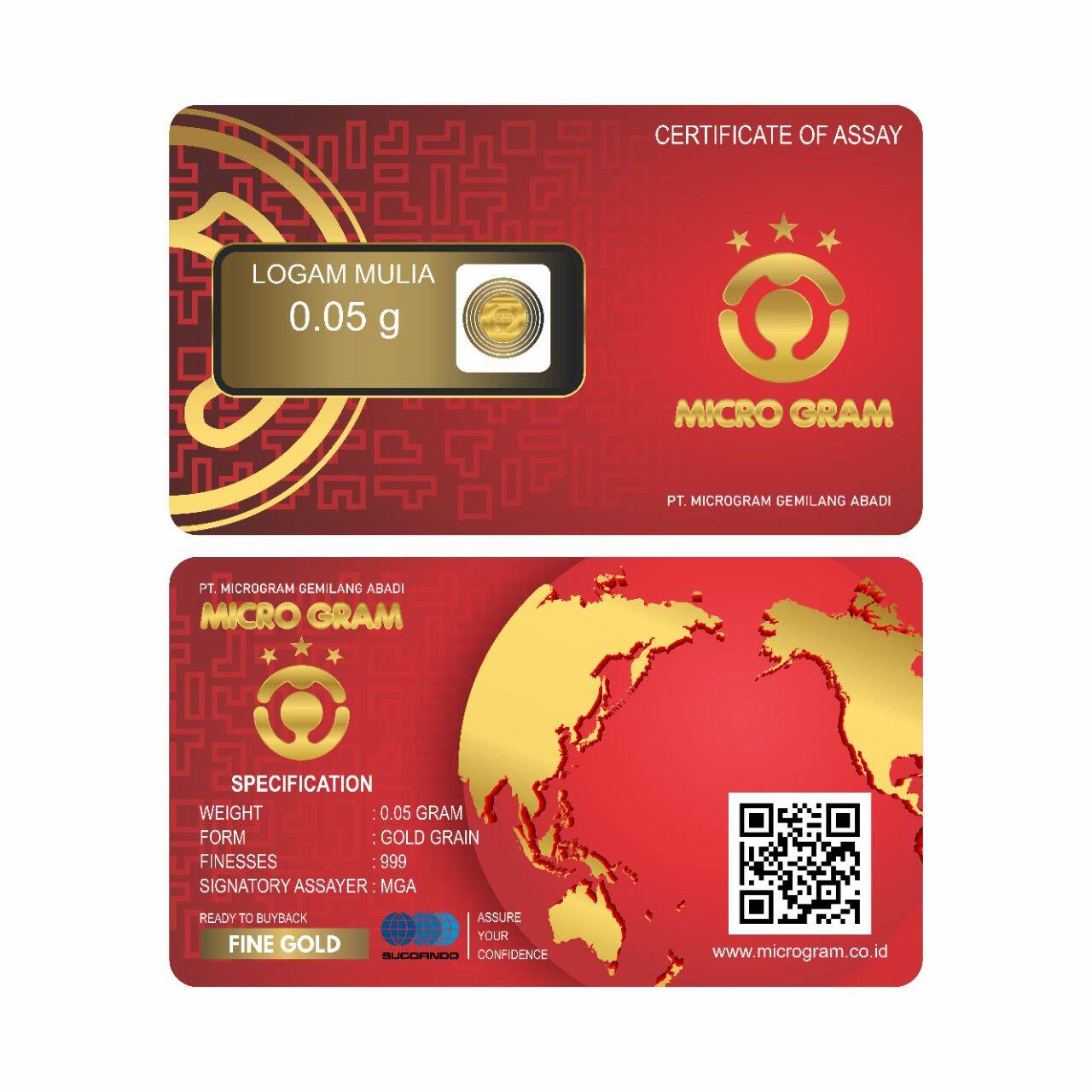 MicroGram Logam Mulia Emas Asli 24 Karat 0.05 Gram Bersertifikat | Lazada Indonesia