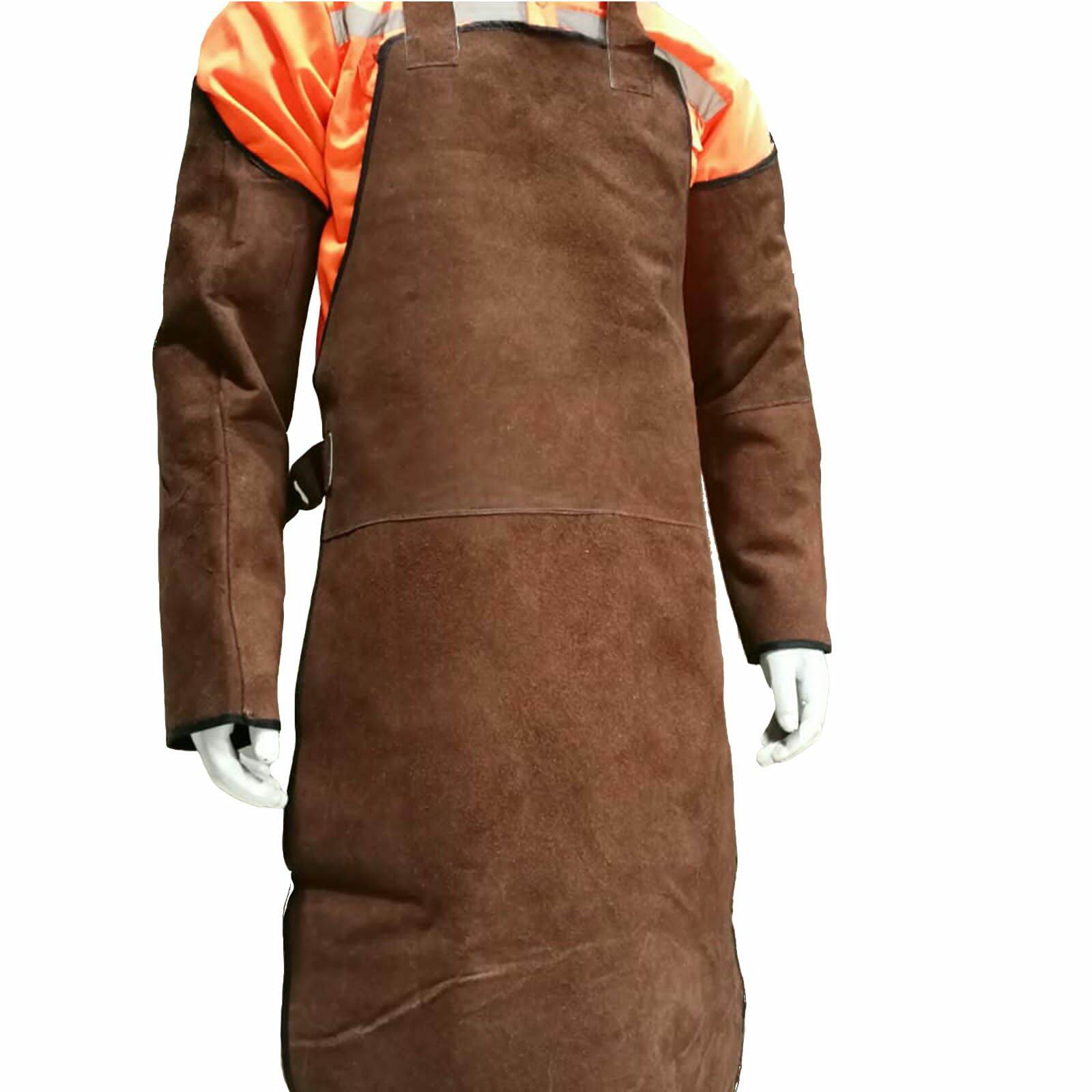 welding apron celemek kulit dan welding sleeve coklat | Lazada Indonesia