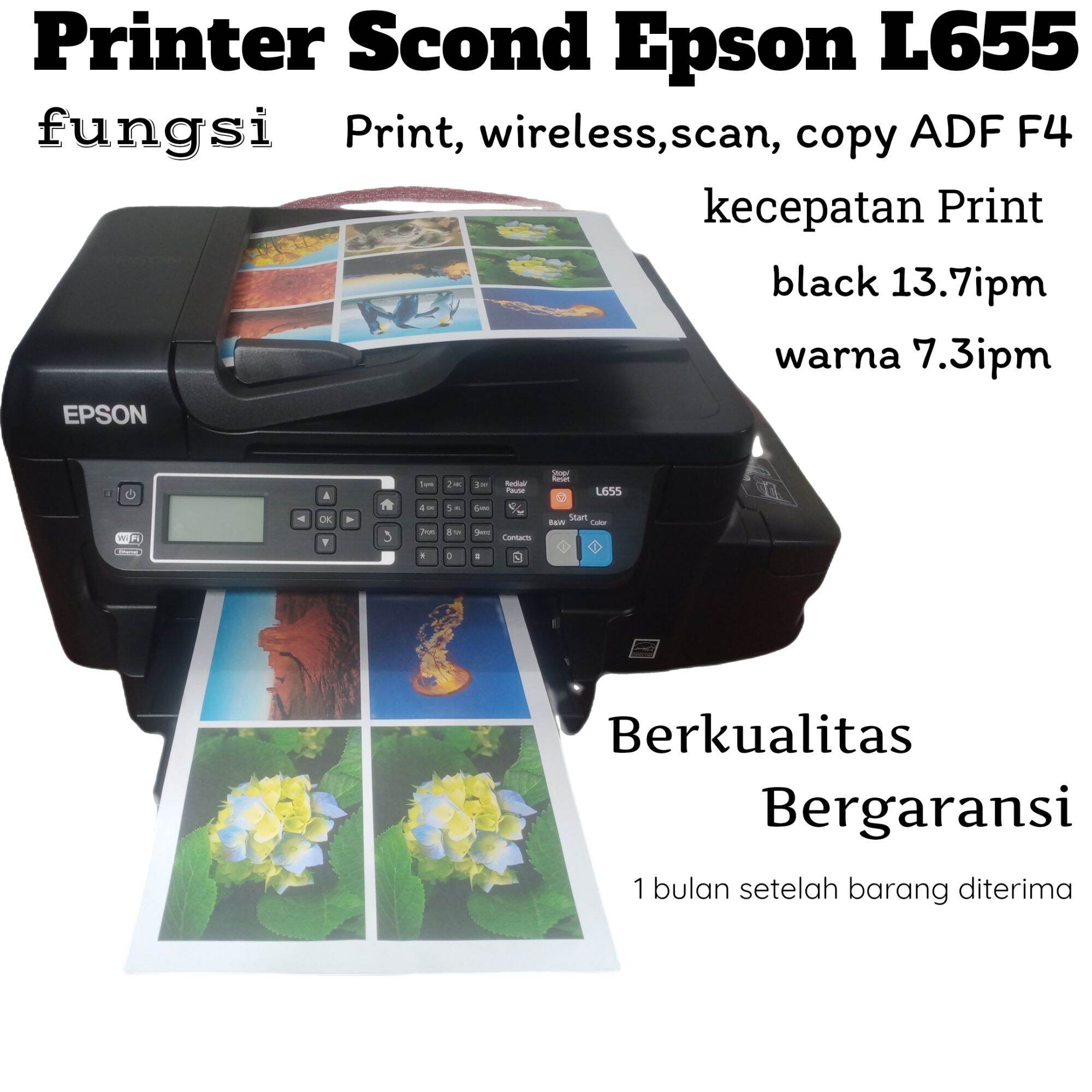 printer Scond Epson L655 fungsi, WiFi, print, scan, copy &ADF F4 ...