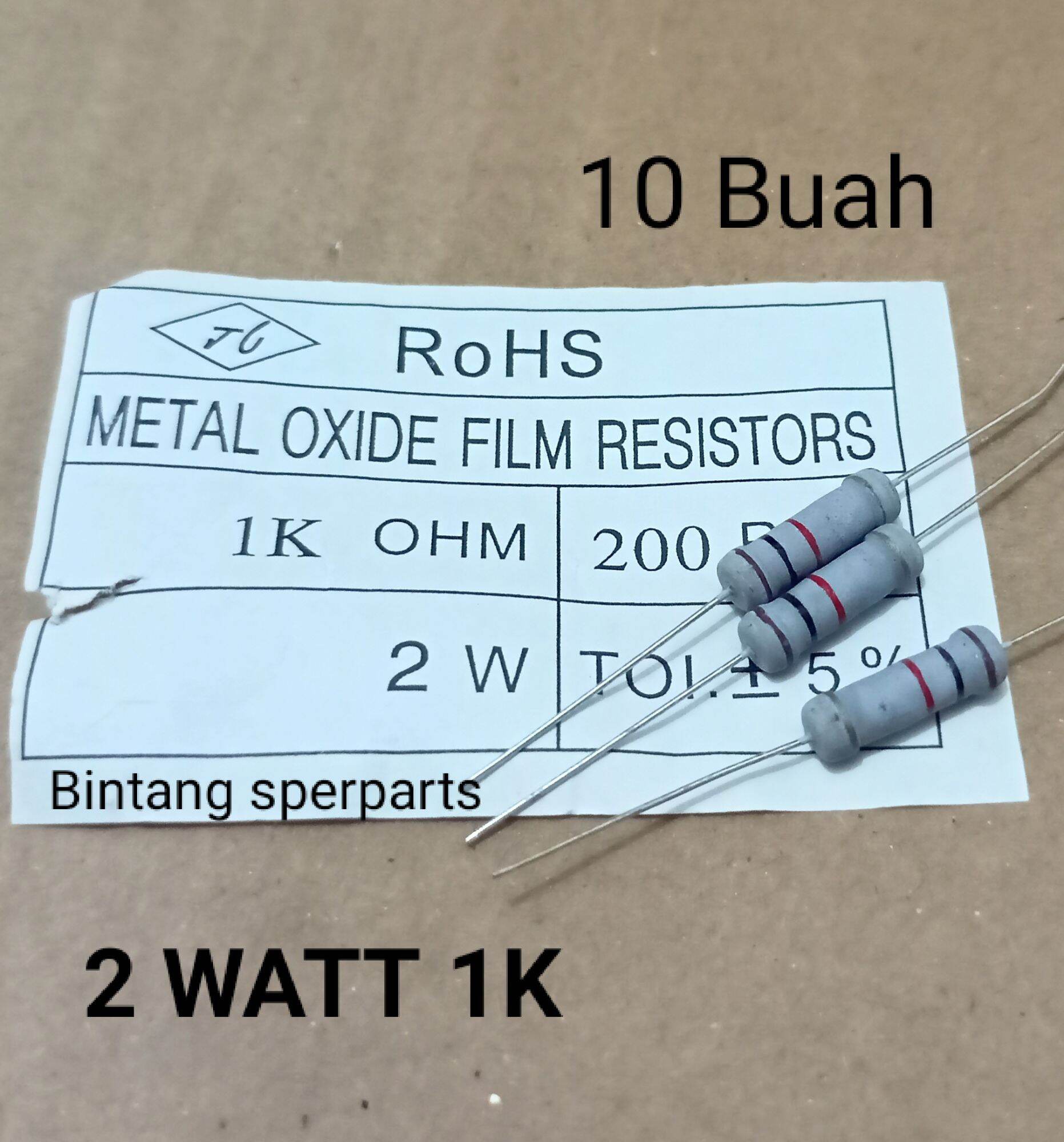 (10 BUAH) RESISTOR 2WATT 1K OHM RESISTOR 2W 1K REISTOR 2 WATT 1K OHM | Lazada Indonesia