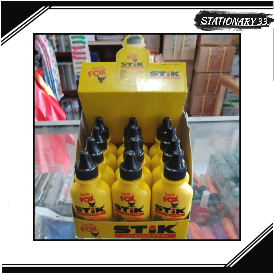 1 Pak Lem Fox Stik 60 Gram / Lem Putih / Lem kertas / Lem Kayu / Lem ...