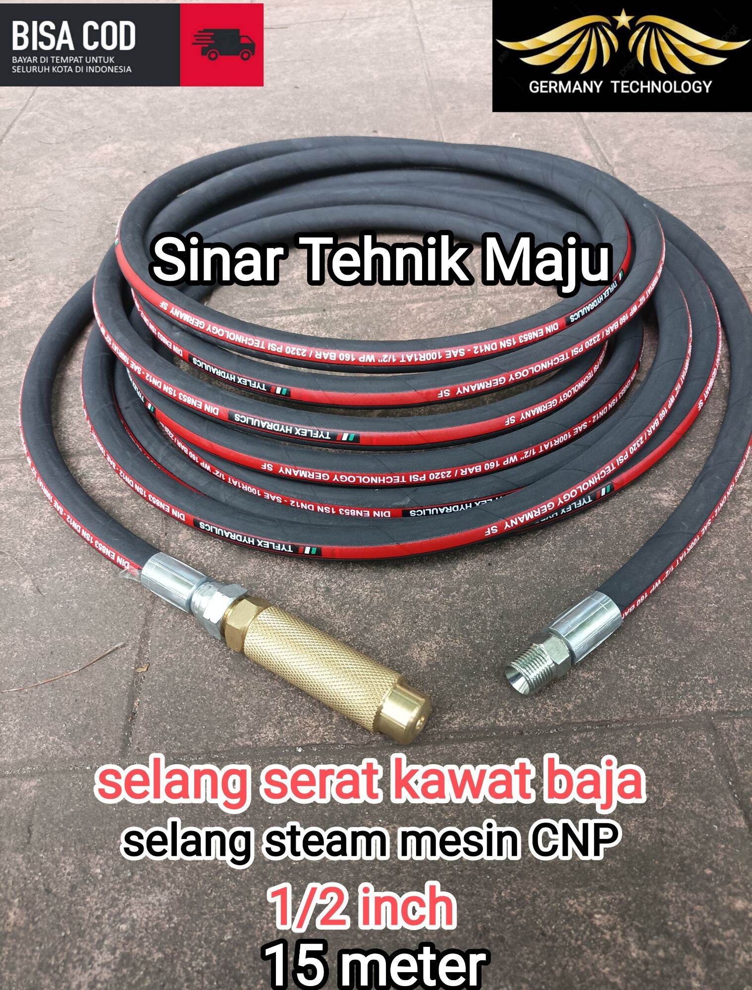 selang steam mesin CNP panjang 15 meter selang serat kawat baja ...