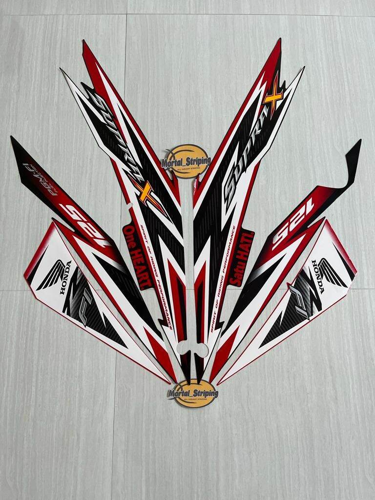 STIKER STRIPING & LIS BODY HONDA SUPRA X 125 2014 MERAH HITAM STANDAR ...