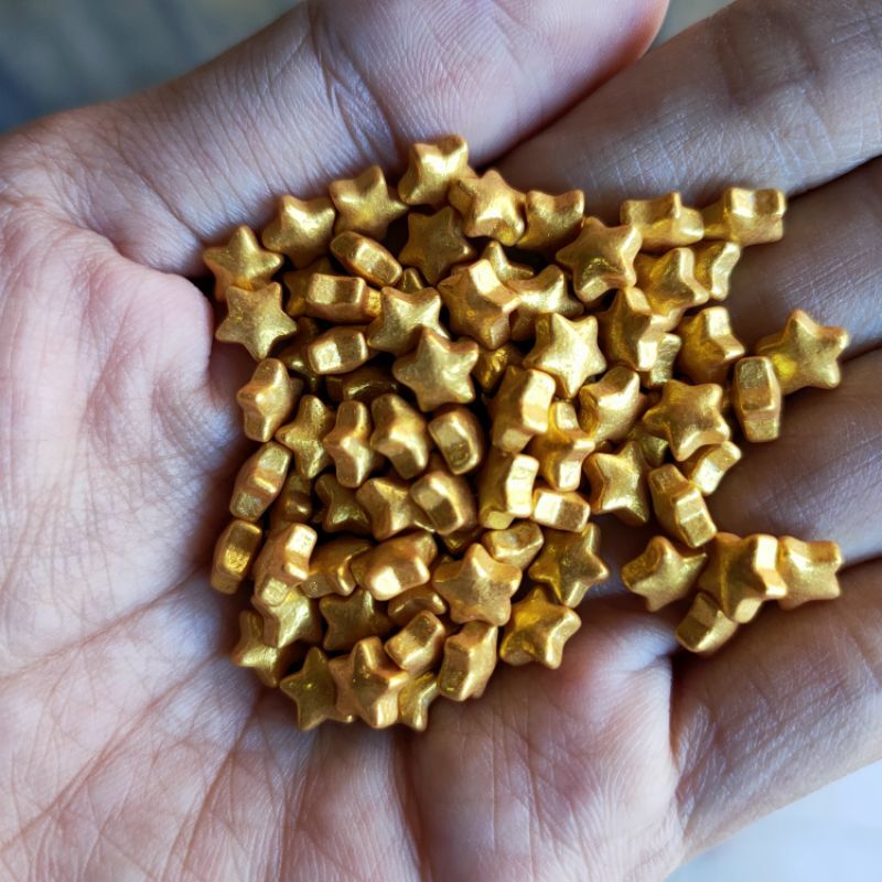 Spikel/Sprinkel Bintang Gold/StarGold/Bintang 10gr(BISA DIMAKAN ...
