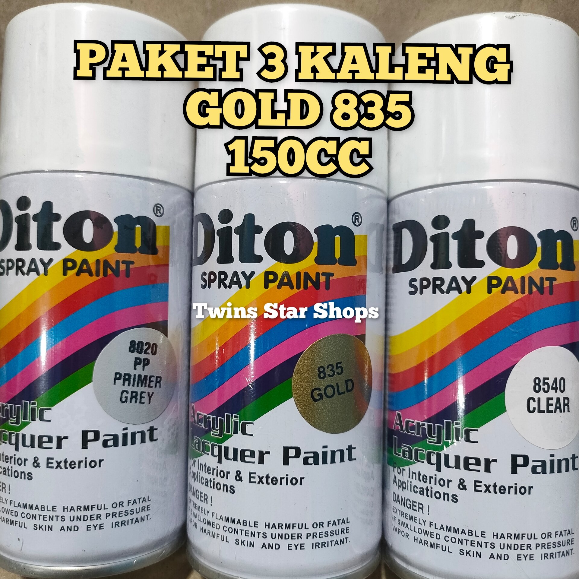 Pilok Pilox Cat Diton Paket 3 Kaleng 150cc Paketan Lengkap Emas Gold ...
