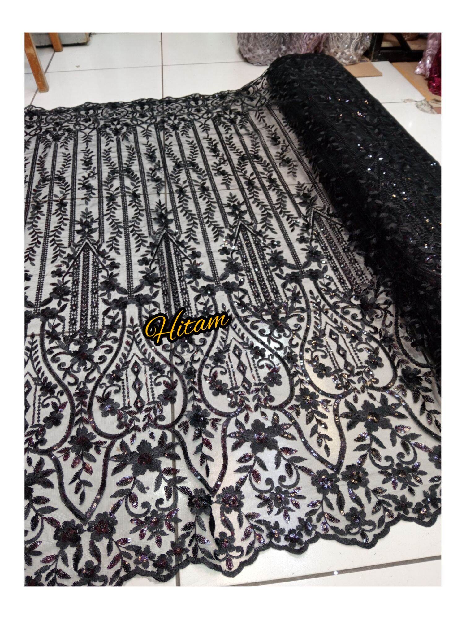 kain/bahan tile elisab/kain tile bordir Payet/kain kebaya | Lazada ...