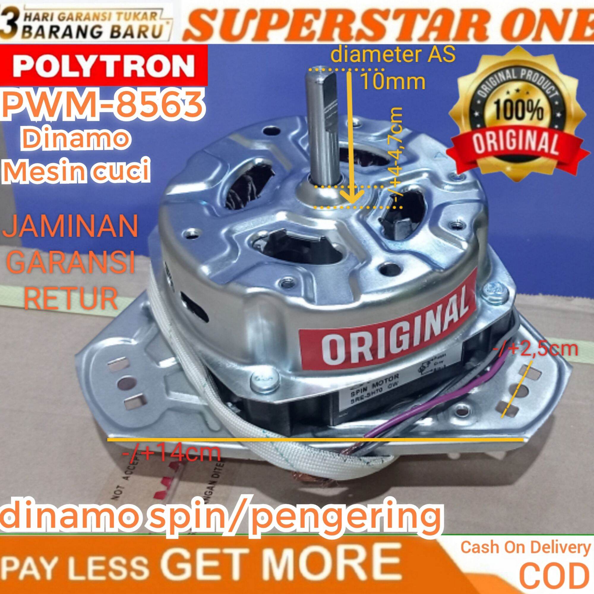 DINAMO MESIN CUCI 2 TABUNG POLYTRON PWM-8563 DINAMO PENGERING | Lazada Indonesia