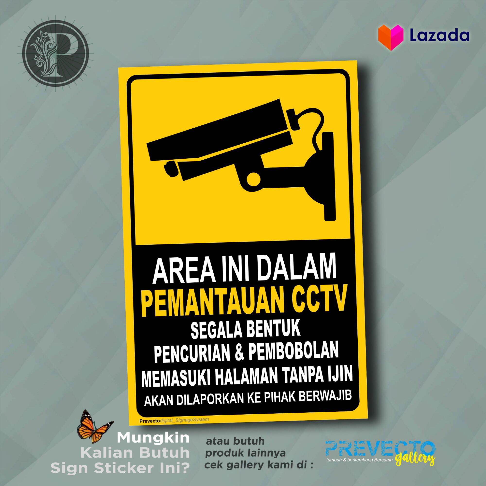 Stiker Safety Sign K3 Rambu Area Dalam Pengawasan CCTV 24 Jam | Lazada ...