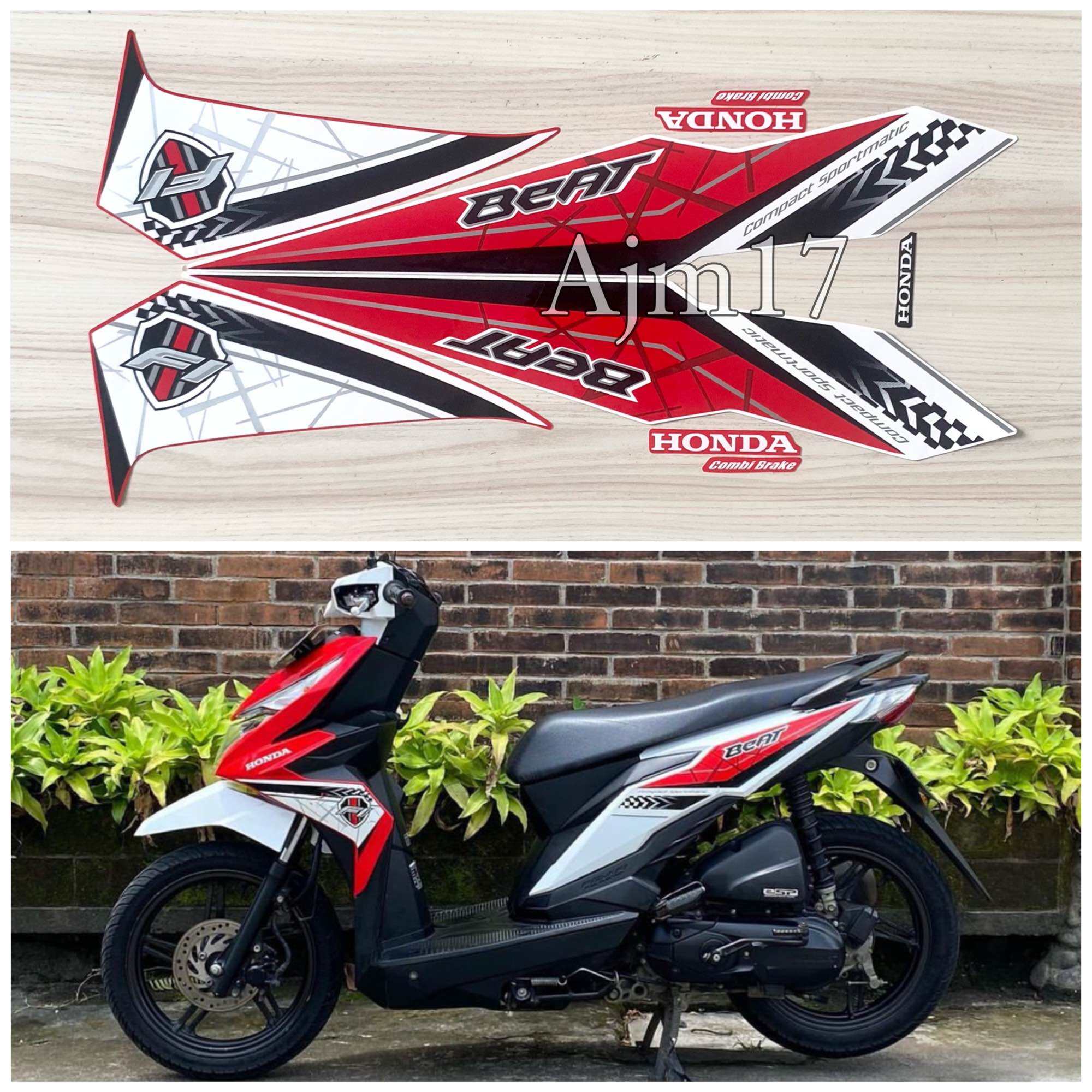 STIKER STRIPING HONDA BEAT 2016 MERAH PUTIH | Lazada Indonesia